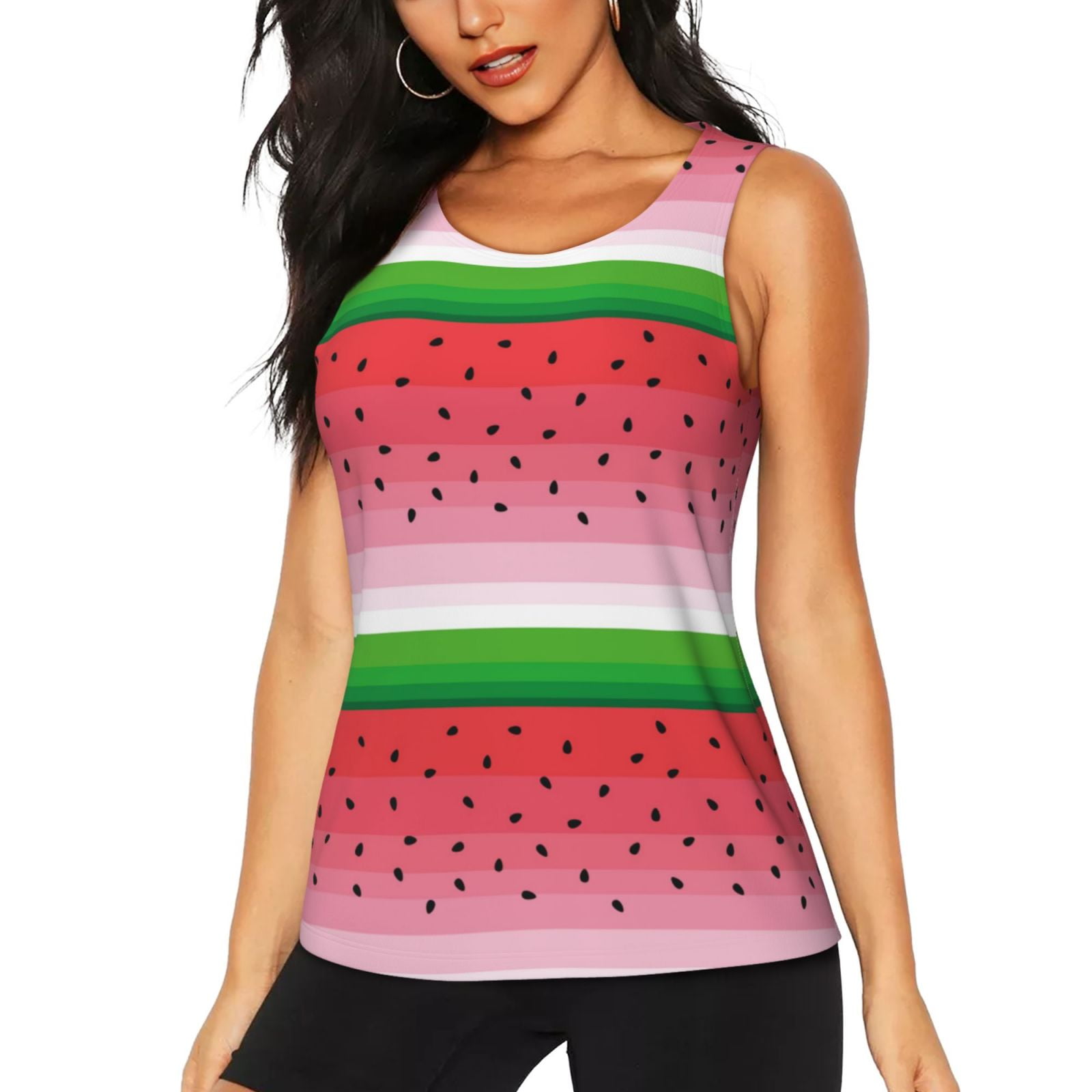 Hirioo Watermelon for Women's Workout Tank Top Sleeveless Workout Tops ...
