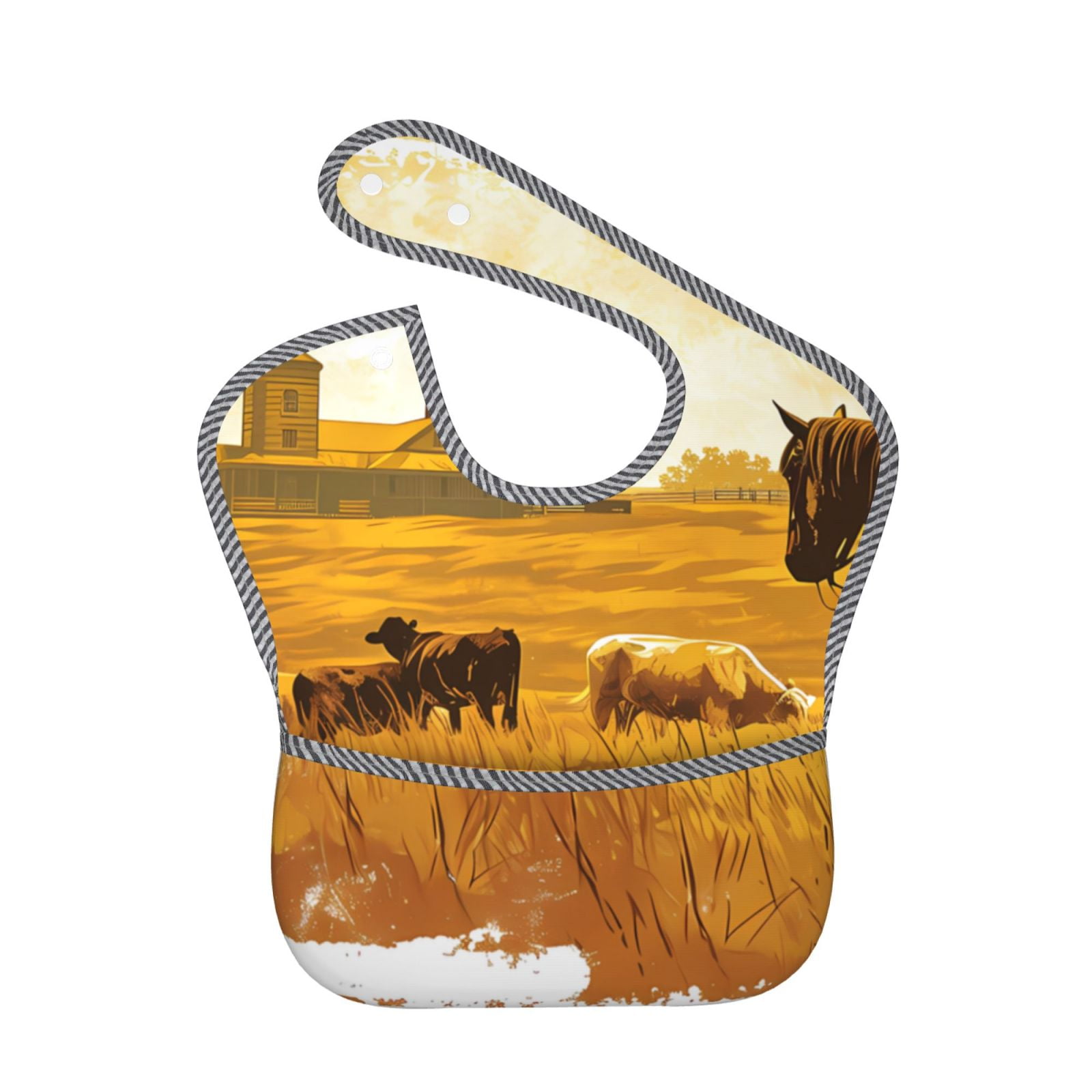 Hirioo Western Cowboy Ranch for Baby Waterproof Pocket Bib Adjustable ...