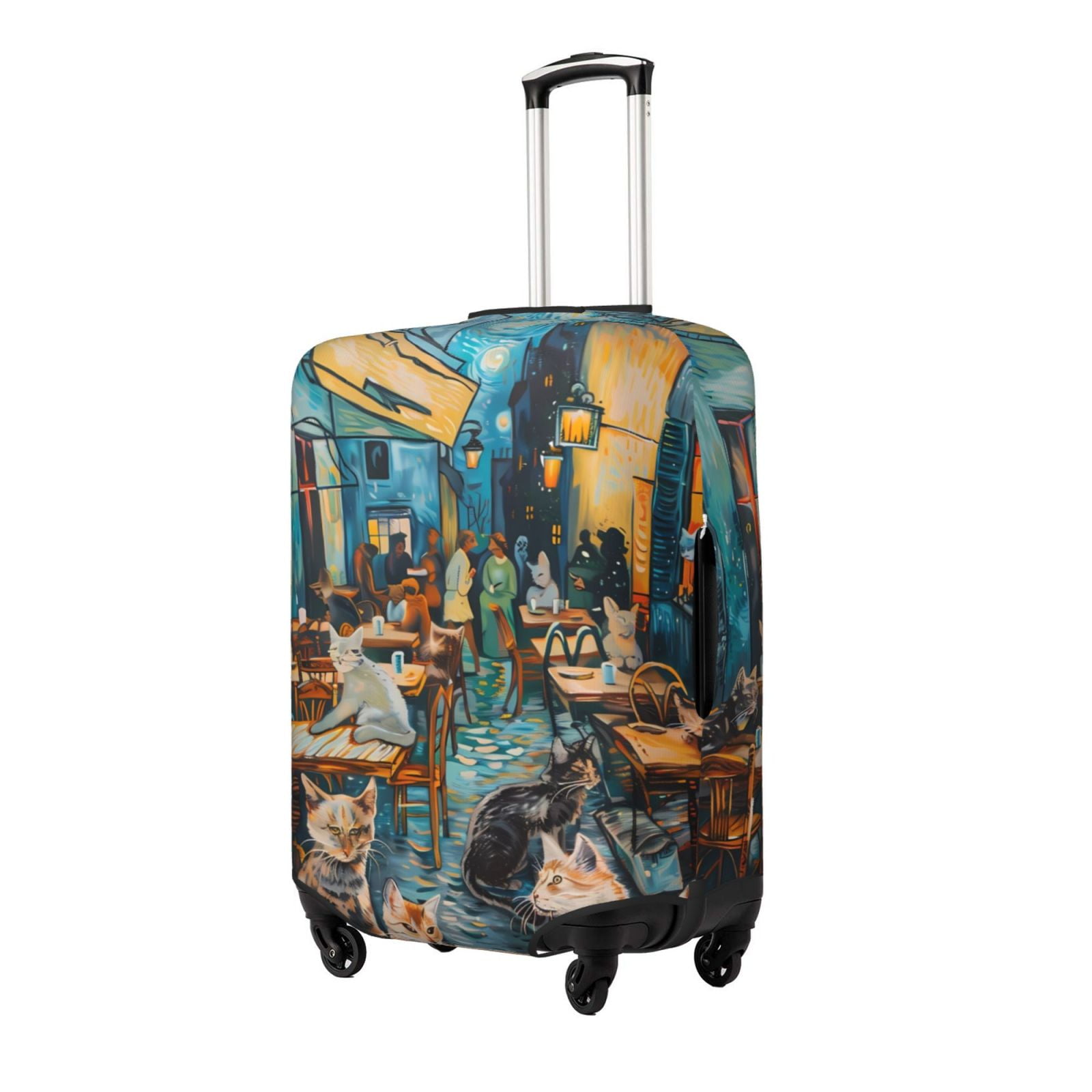 Hirioo Whimsical Cats Night Cafe for Elasticity Suitcase Cover (No ...