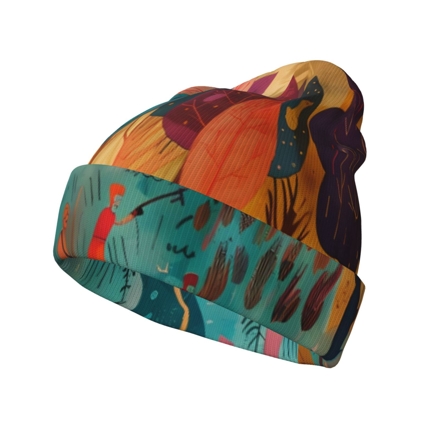 Hirioo Whimsical Forest Scene for Men's Knit Cuffed Beanie for Outdoor ...