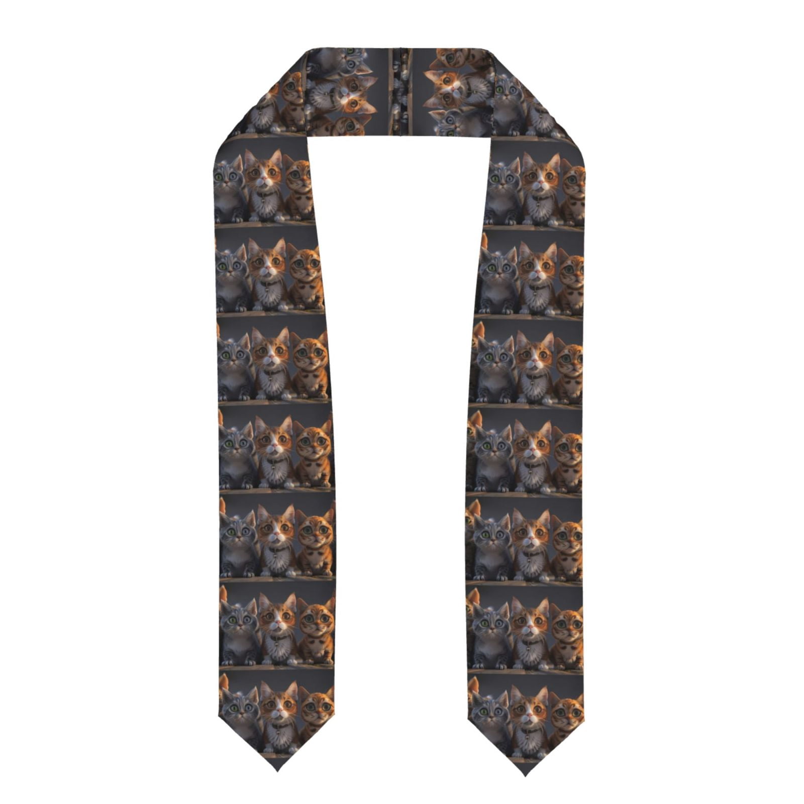 Hirioo Wide Eyed Cartoon Cats for 72" Graduation Shawl Stole Unisex ...