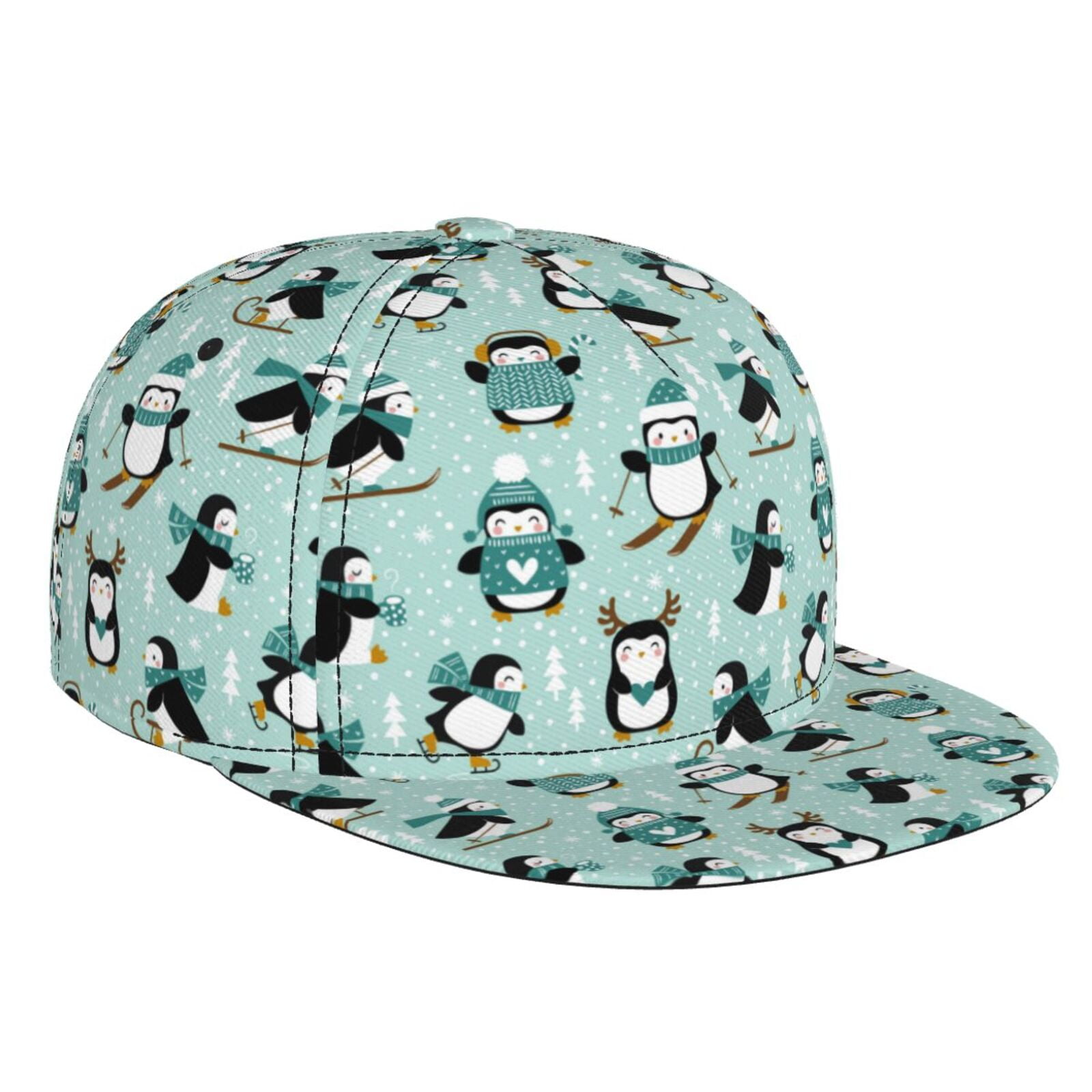 Hirioo Winter Skiing Penguin for Baseball Cap Men Cap Flat Brim for Men ...