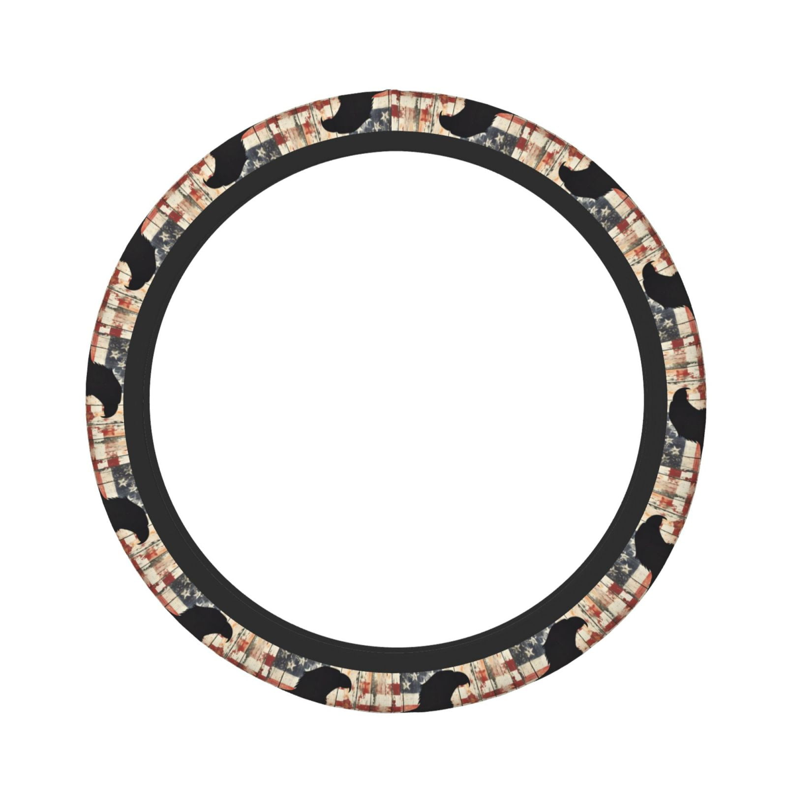 Hirioo Wood Grain Bald Eagle for Elastic Stretch Steering Wheel Cover ...