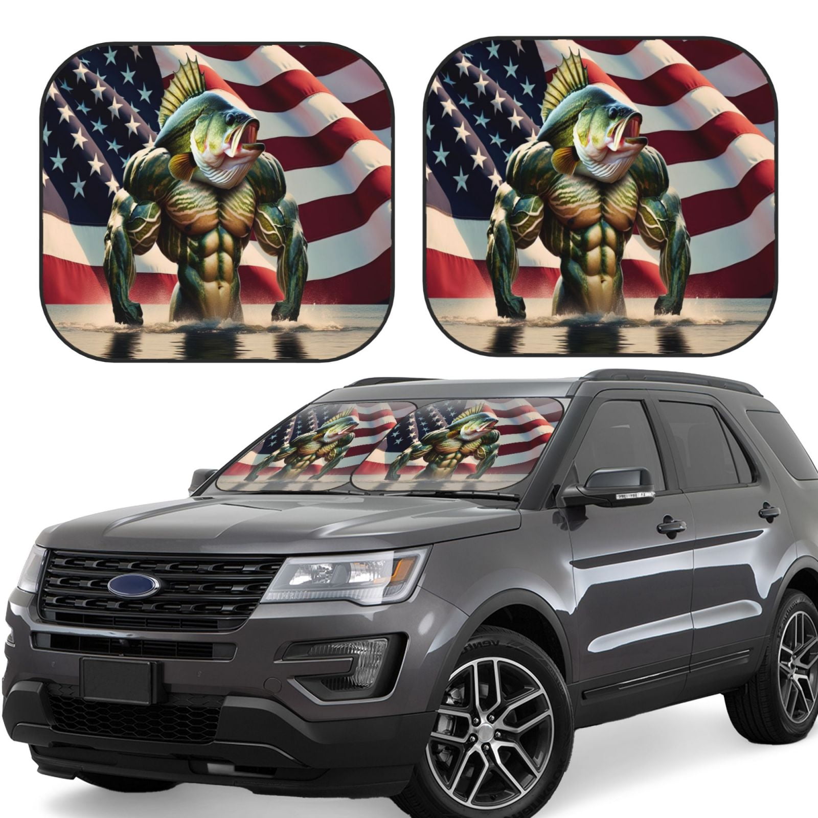 Hirioo giant bass with big muscles for 2PCS Windshield Sun Shade ...