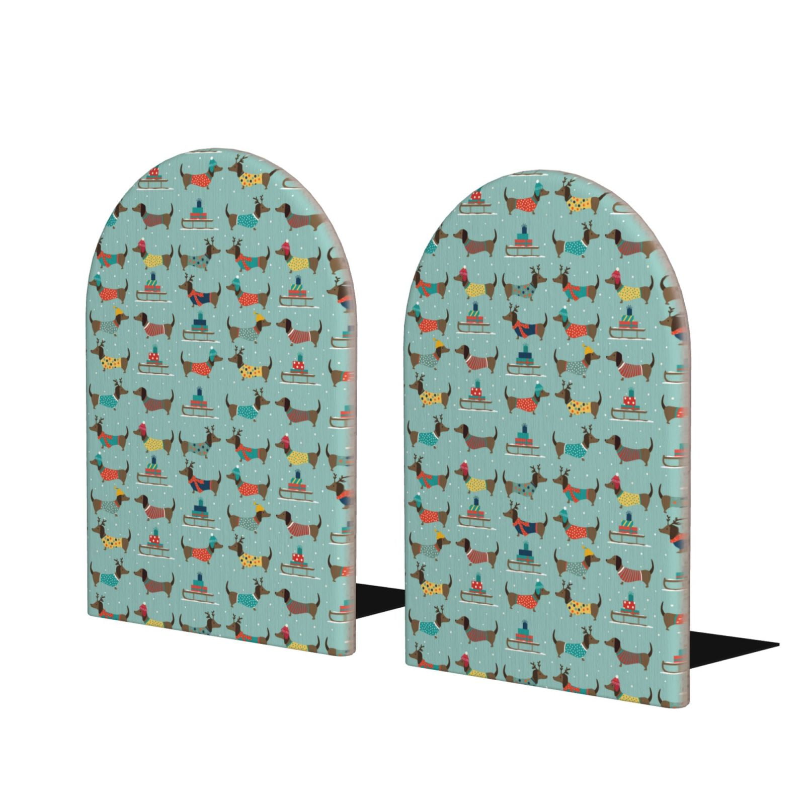 Hirioo winter ski Dachshund for Bookends Decorative Bookends for ...
