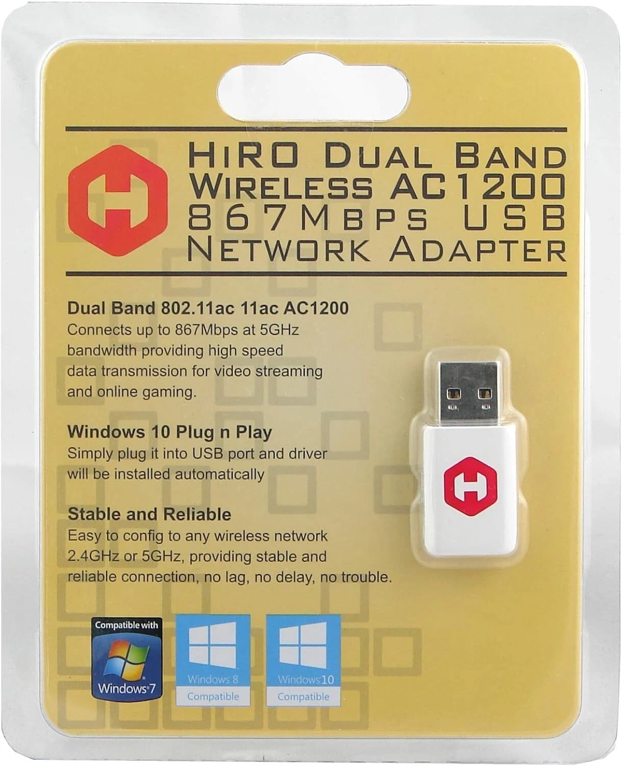 Hiro H50354 Dual Band Wireless Ac1200 867Mbps Usb Network Adapter ...