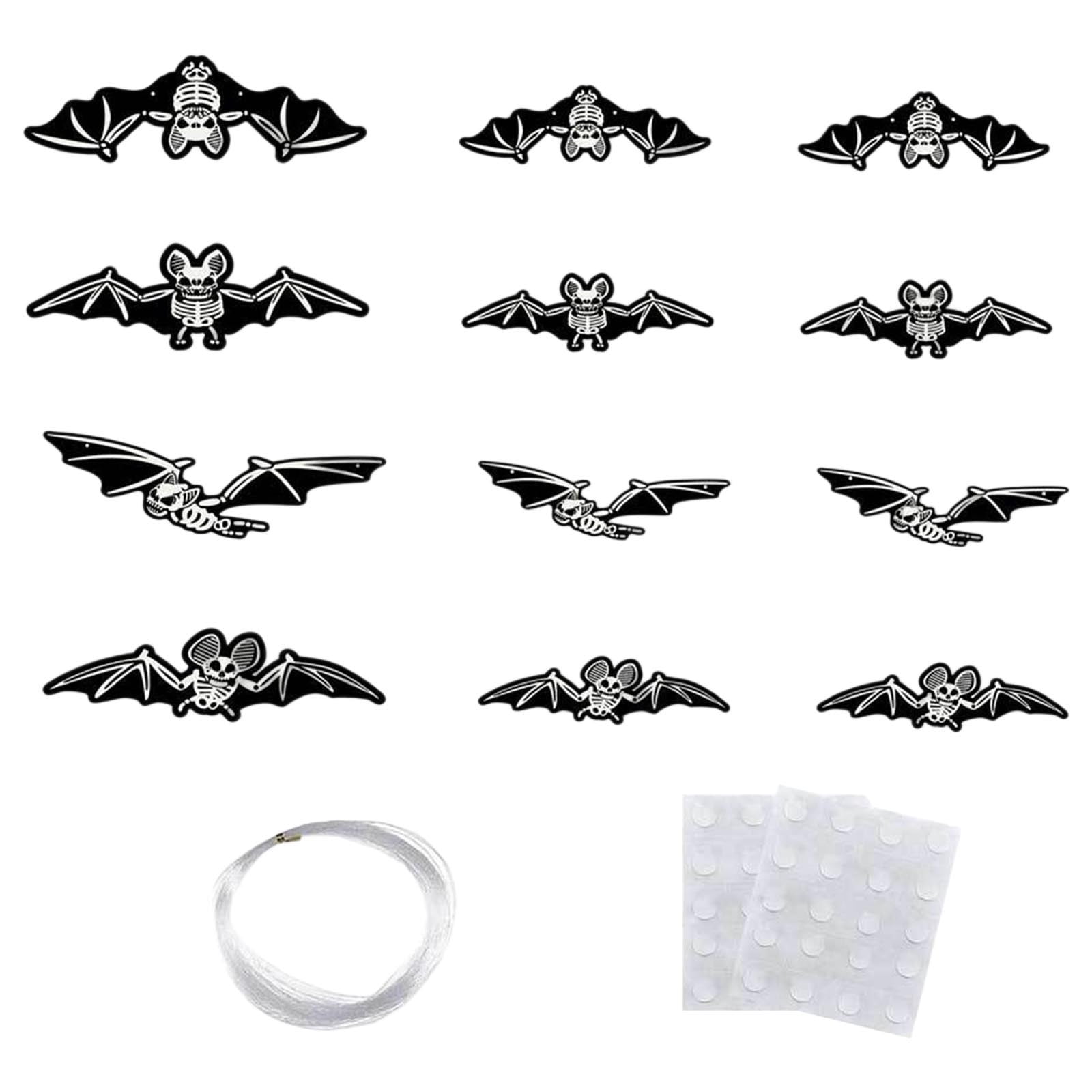 Hiroekza 12-Pack Glow in the Dark Halloween Bat Decorations - Spooky ...