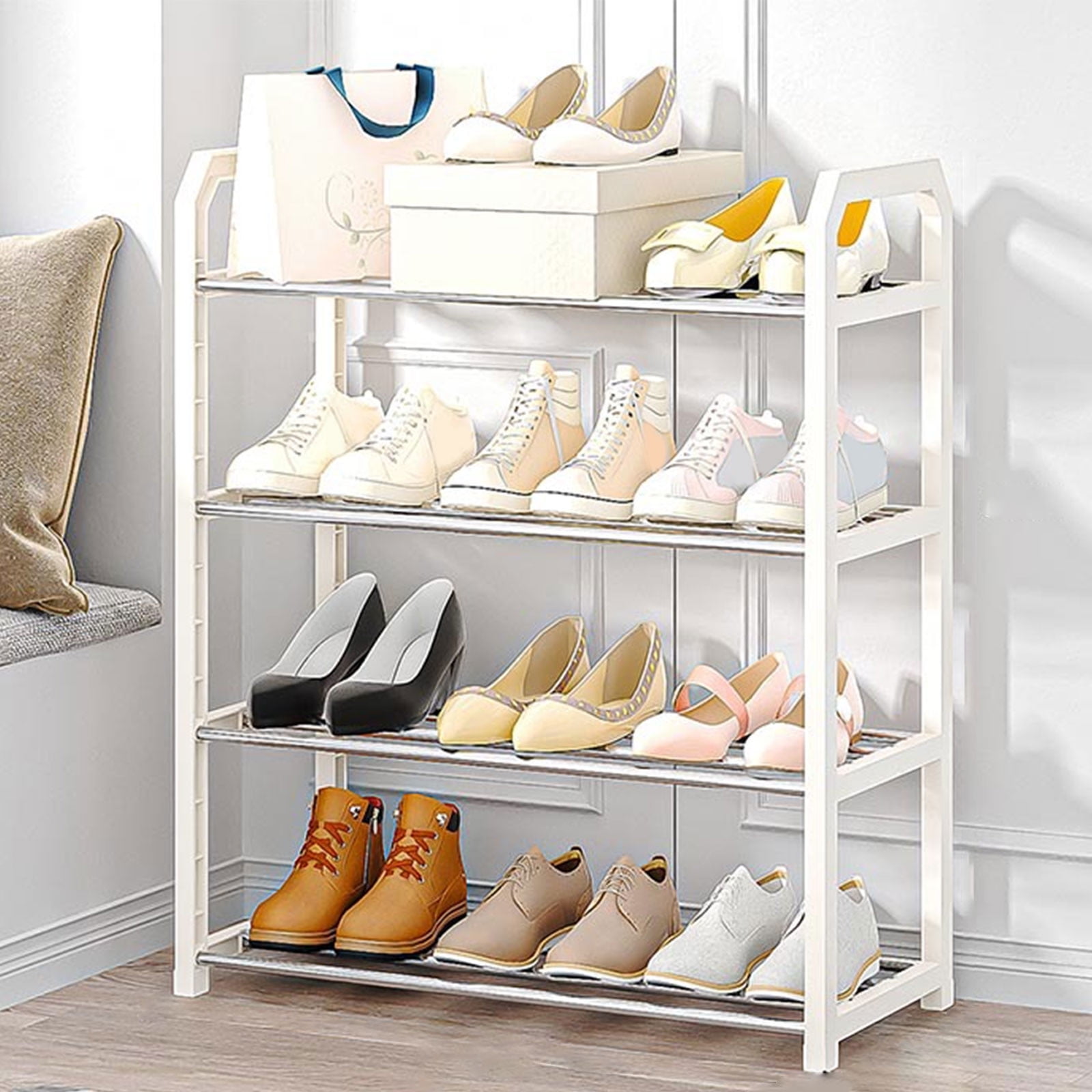 Hiroekza 4-Tier Shoe Rack Shelf Space Saving Shoe Storage Easy to ...