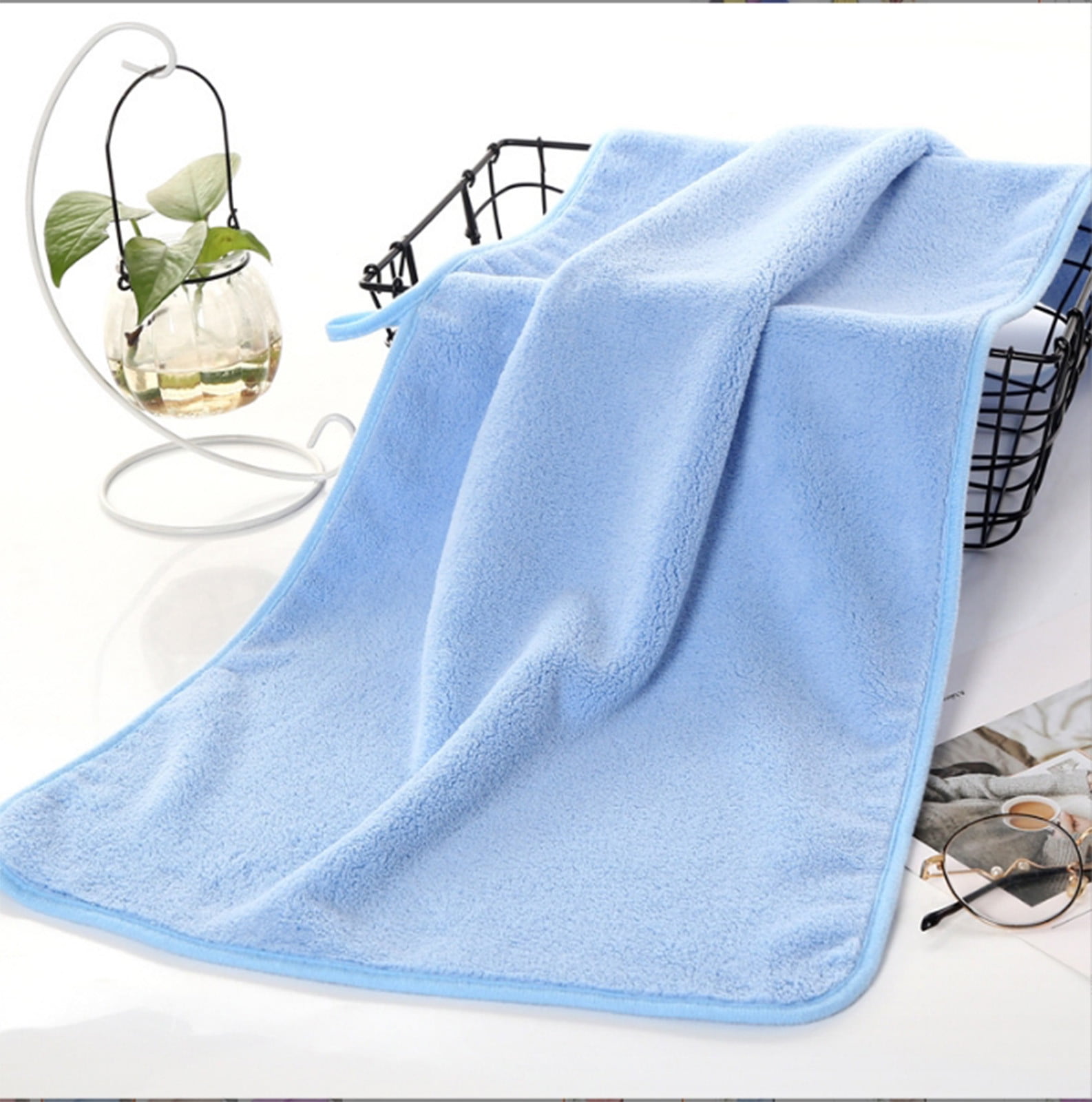 Hiroekza Bath Towels Plain Thick Beach Towel Soft Friendly Absorbent ...