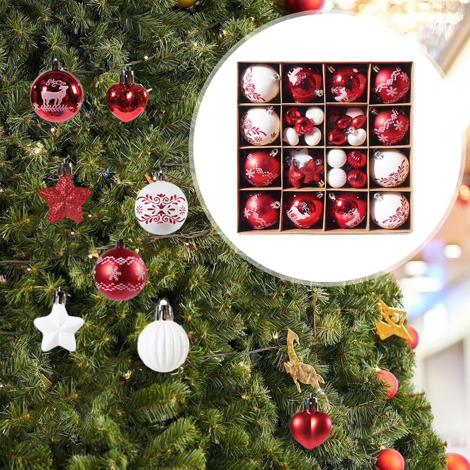 Hiroekza Christmas Ball Ornaments Christmas 52 Hanging Ornaments ...