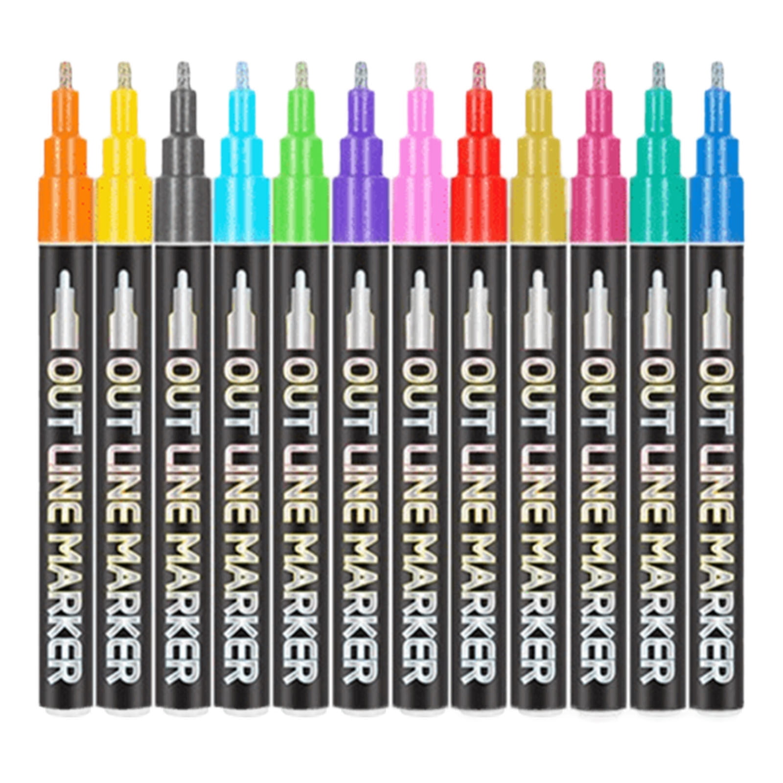 Hiroekza Double Line Pen 8 Colors Set - Fast Drying Permanent Ink, 8ML ...