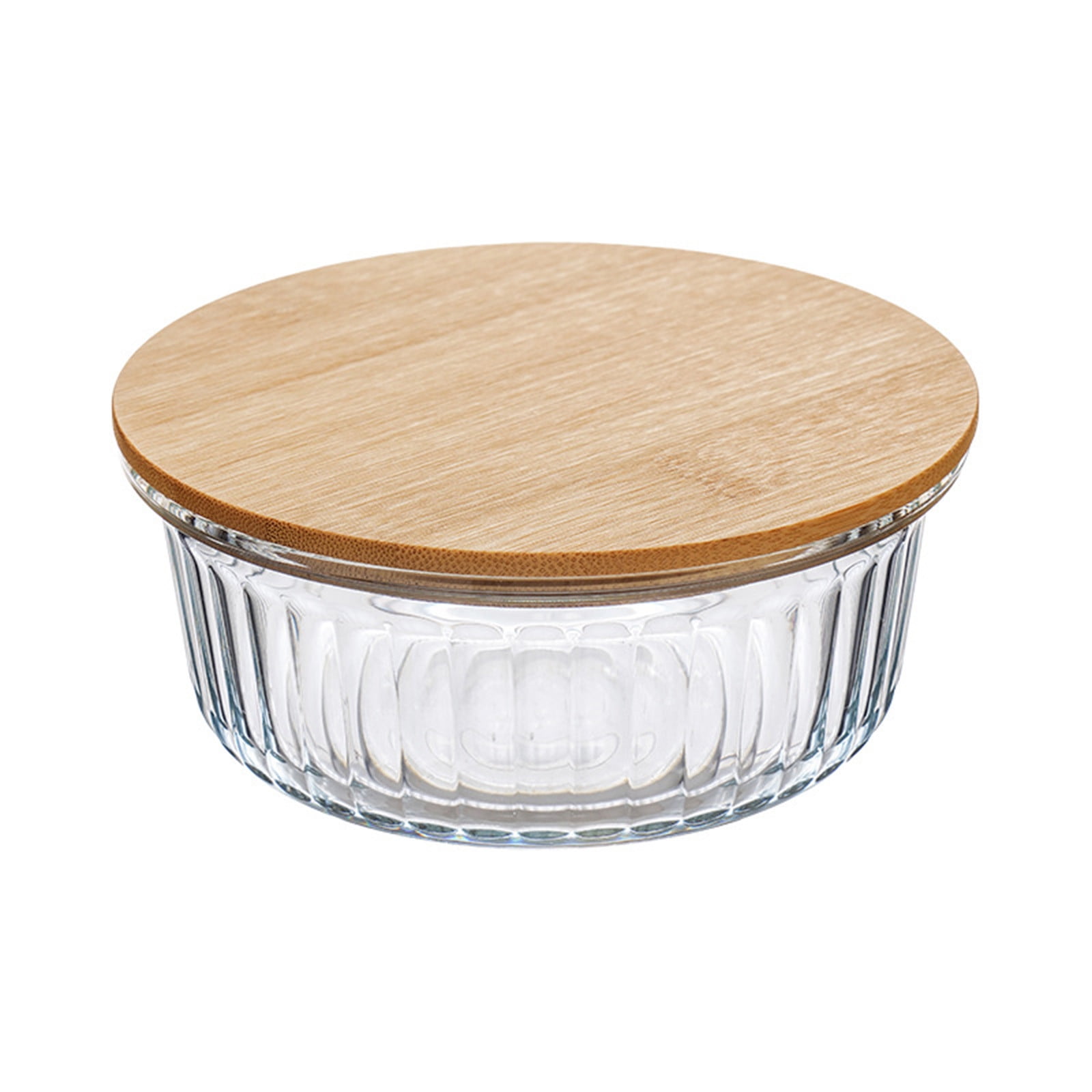 Hiroekza Glass Mixing Bowls with Lid - Wooden Lid Vertical Glass Lunch ...