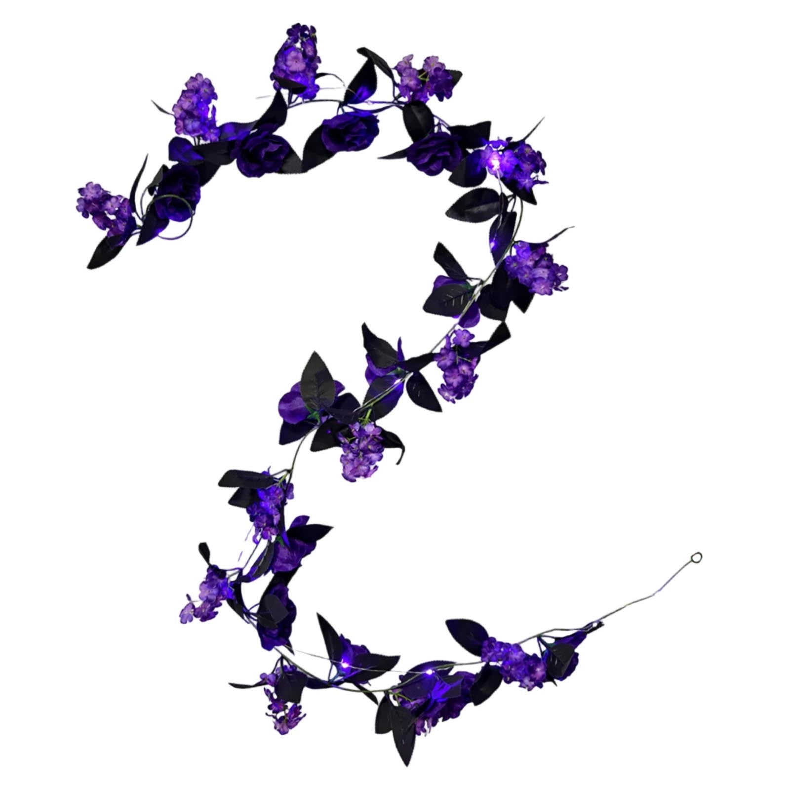 Hiroekza Halloween Purple Rose & Vine Decor with Magical Purple Lights ...