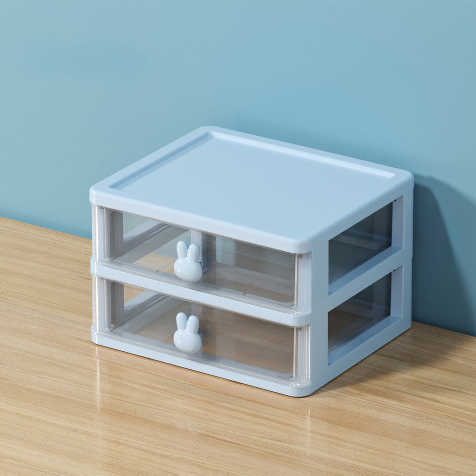 Hiroekza Plastic Stackable Drawers Organizer with 2 Drawers Desk ...