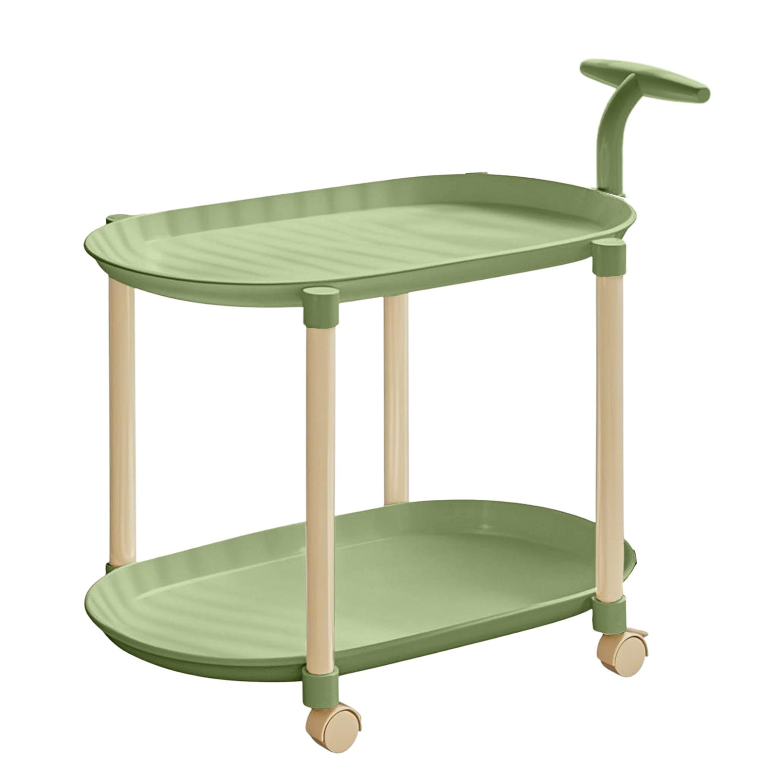 Hiroekza Rolling Side Table wth Wheels Cream Mobile End Table-Bedroom Nightstand Living Room ...