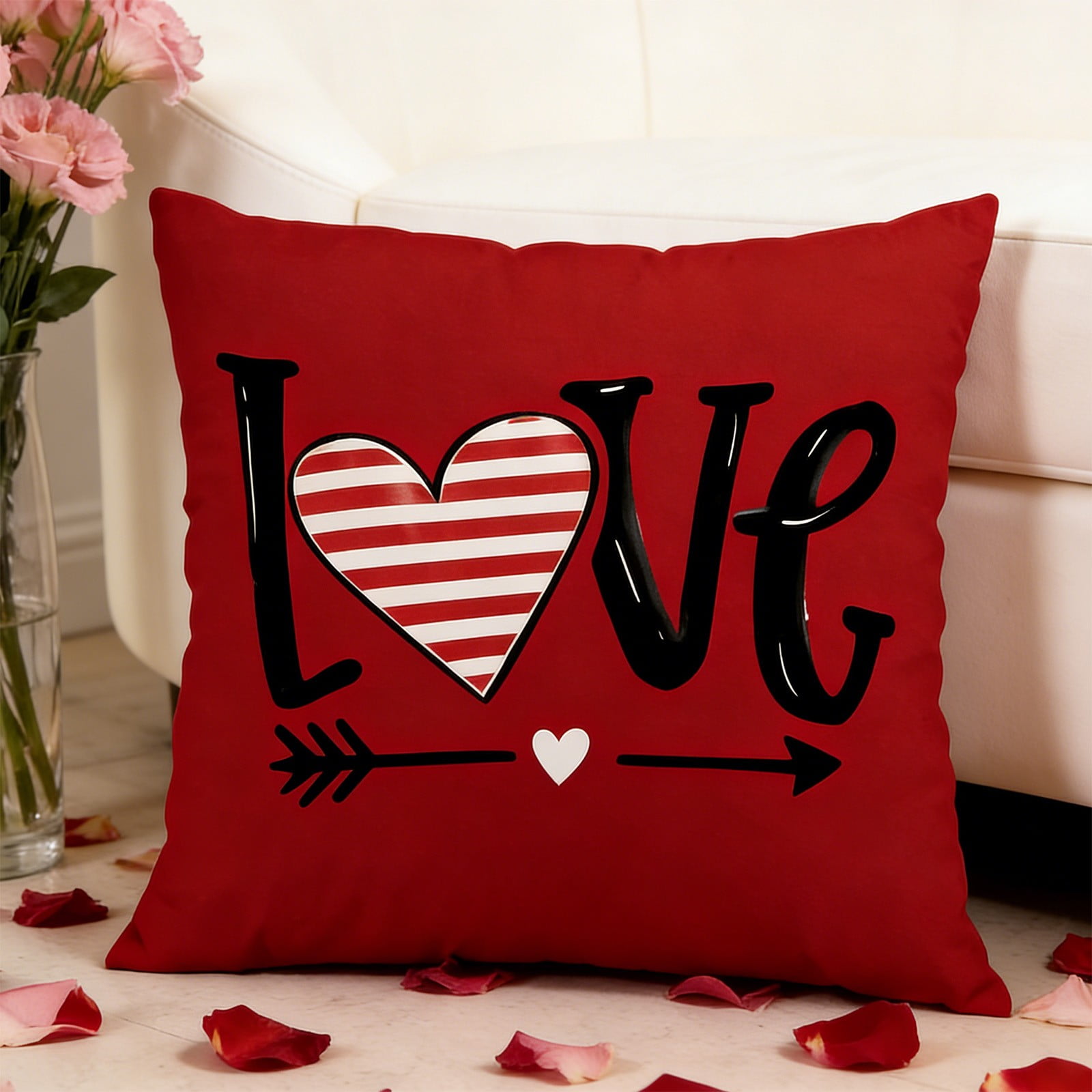 Hiroekza Valentines Day Pillowcase Heart-shaped Patterns Sofa Cushion ...