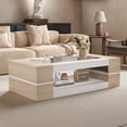 Hironpal 47" Modern Coffee Table with Glass Top, 2-Tier Rectangular ...
