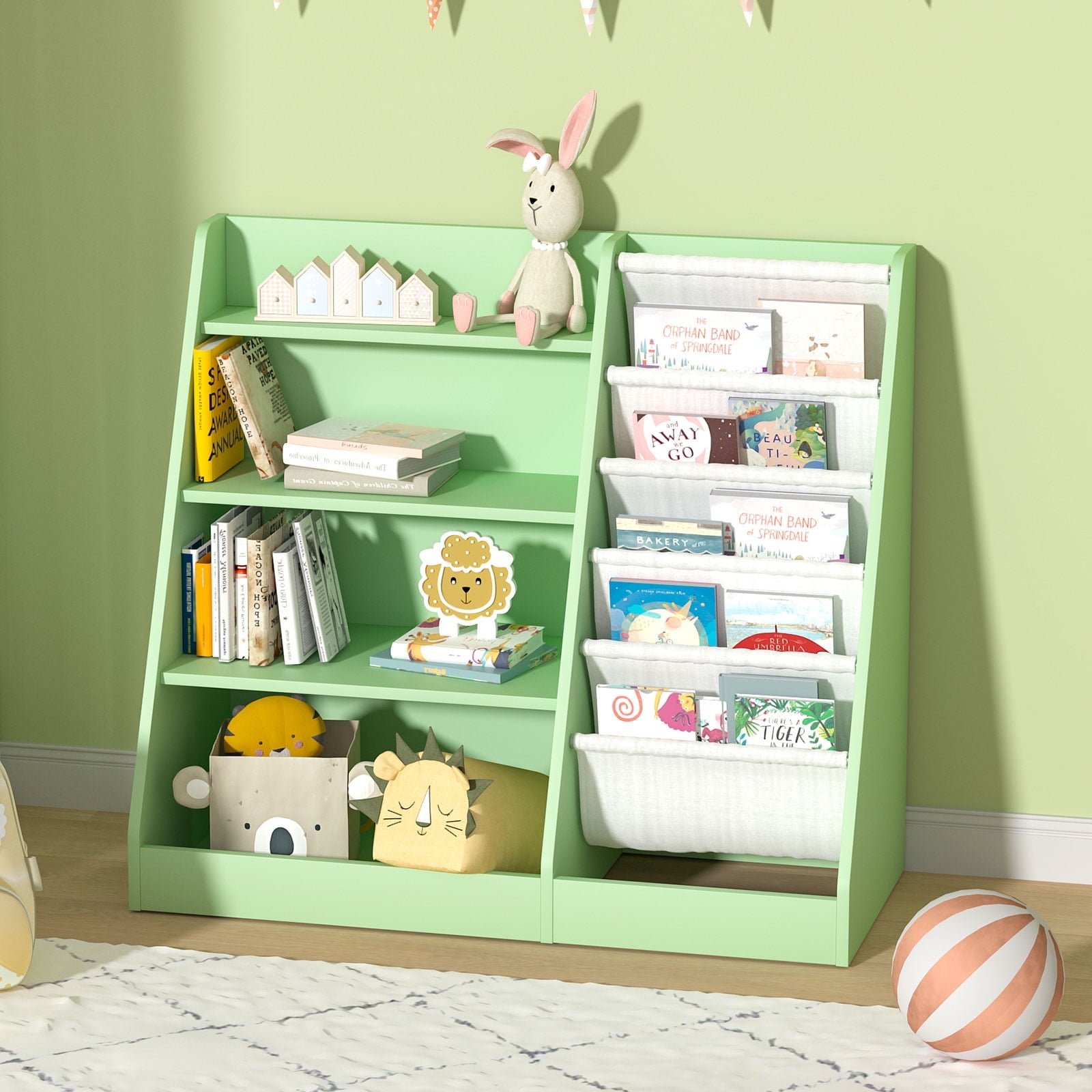 Hironpal Durable and Versatile Sling Storage Bookshelf for Kids Room ...