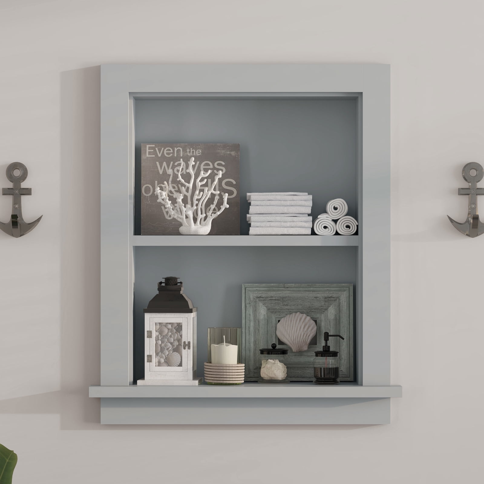 Hironpal Grey 2-Tier Recessed 15x18 Wall Niche Medicine Cabinet ...