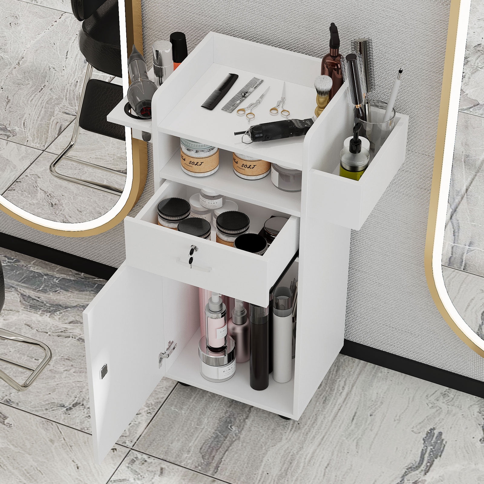 Hironpal Salon Station,Beauty Salon Trolley Cart with Wheels,Barber ...