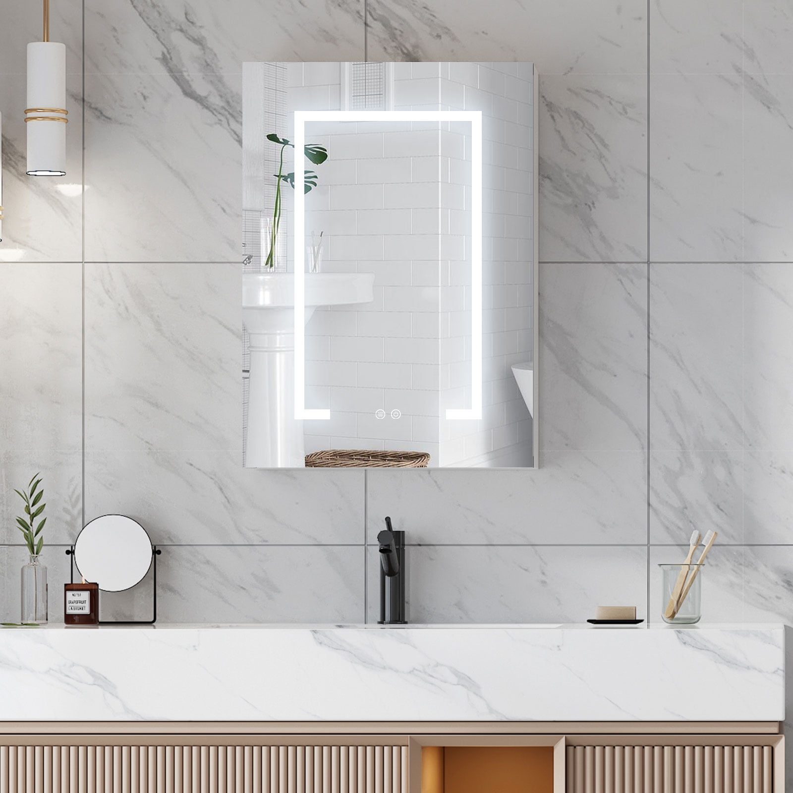 Hironpal, White, Stainless steel, Copper-free mirror, Engineered wood ...