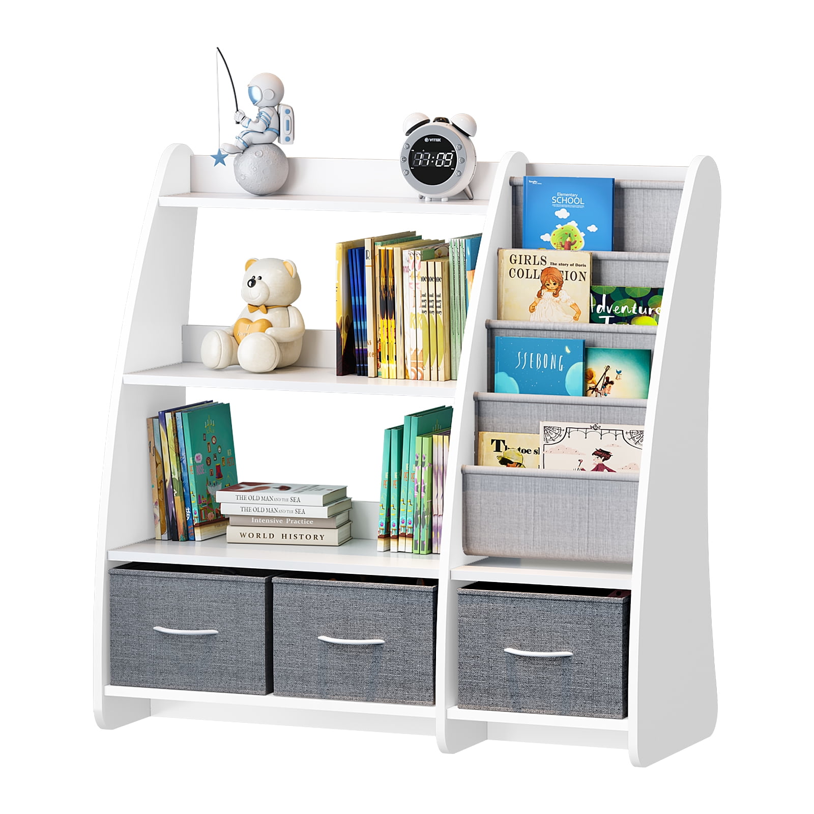 Hironpal Wood Kids Sling Bookshelf,Children Toy Storage Organizer ...