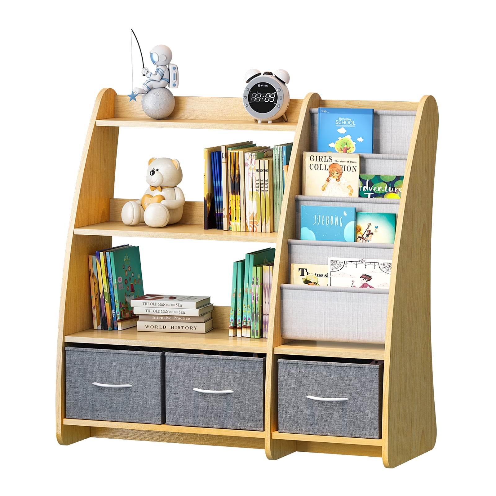 Hironpal Wood Kids Sling Bookshelf,Children Toy Storage Organizer ...