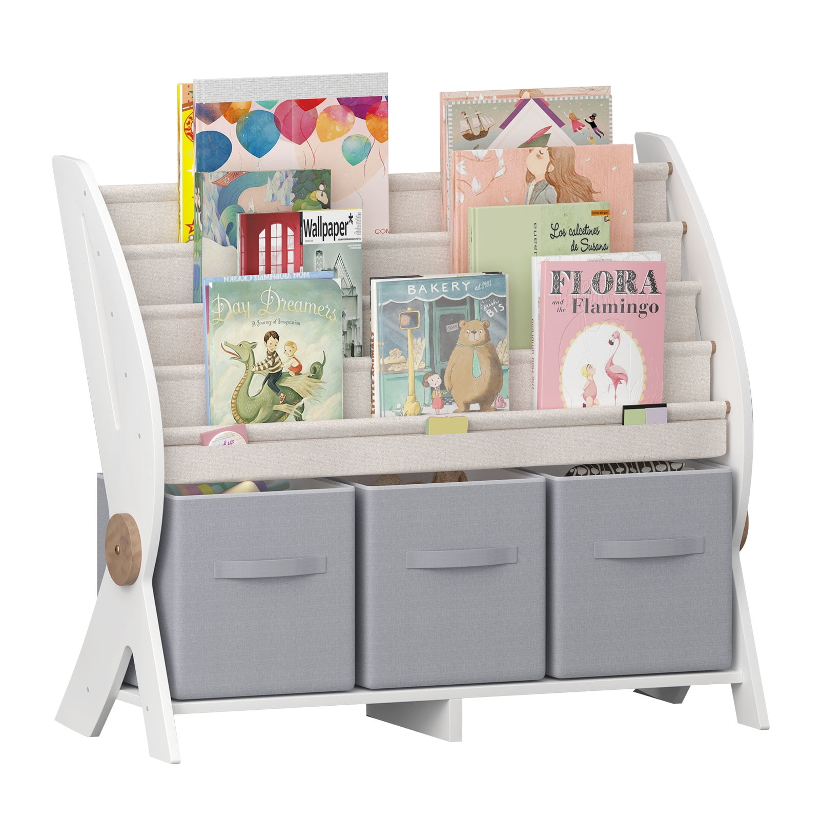 Hironpal Wood Kids Sling Bookshelf , Children Toy Storage Organizer ...