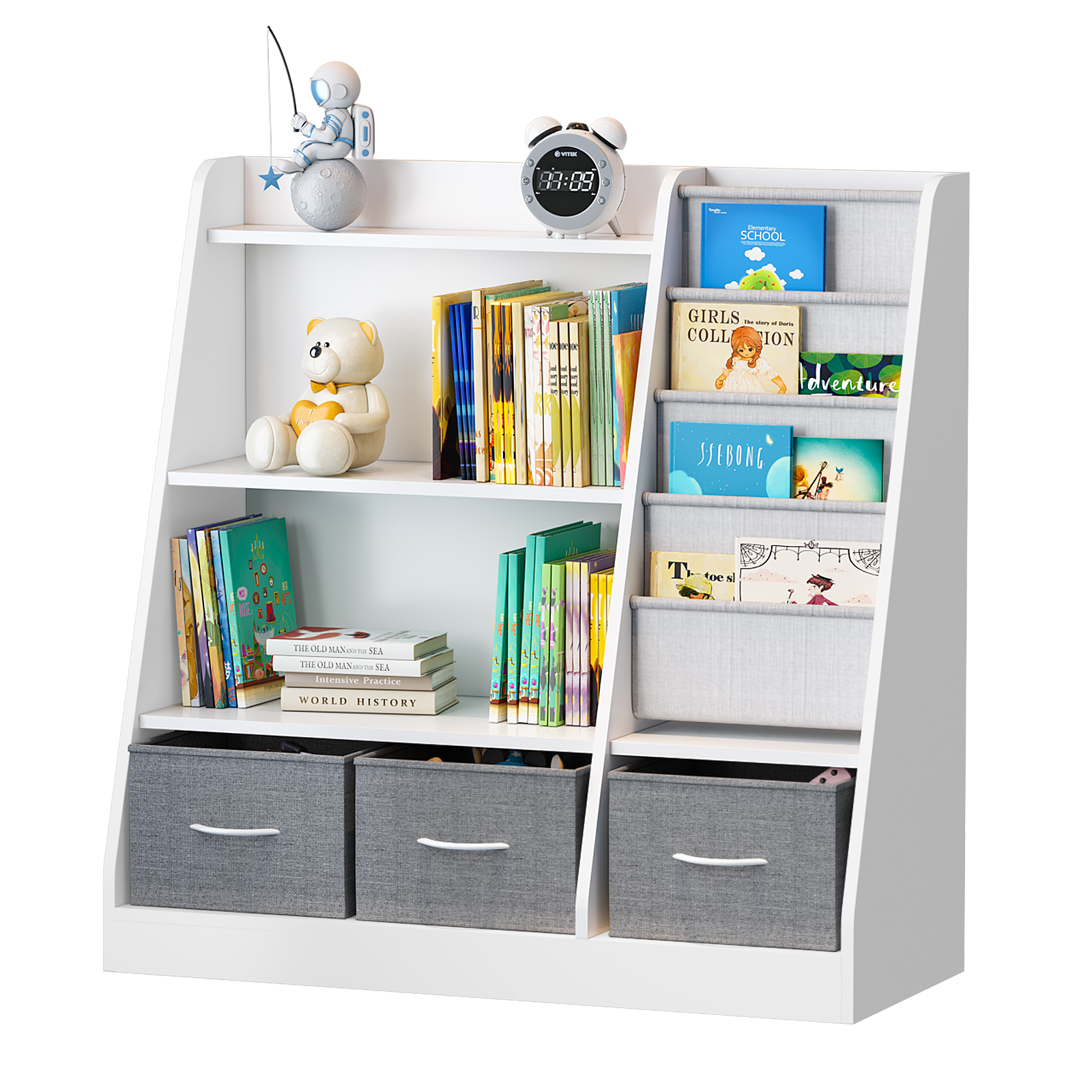 Hironpal Wood Kids Sling Bookshelf,Children Toy Storage Organizer ...
