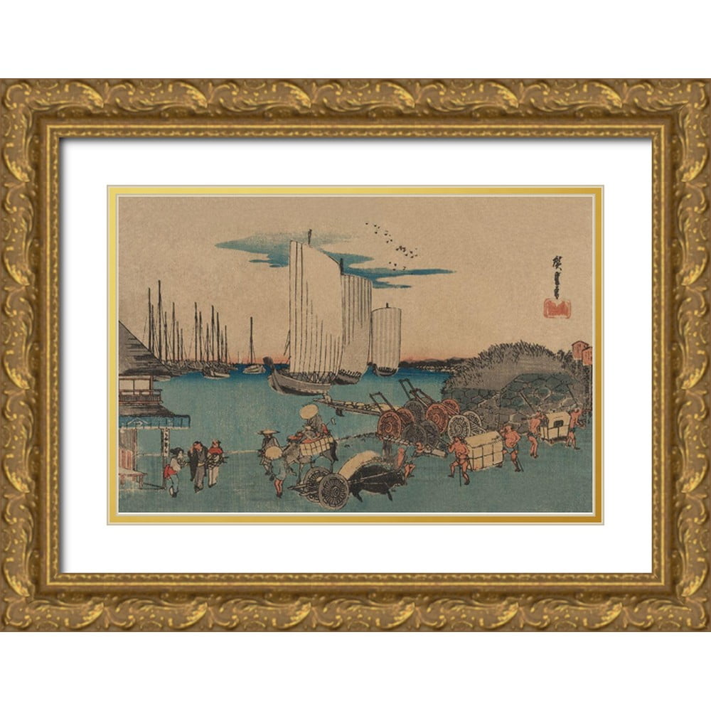 Hiroshige, Ando 14x11 Gold Ornate Wood Framed with Double Matting ...