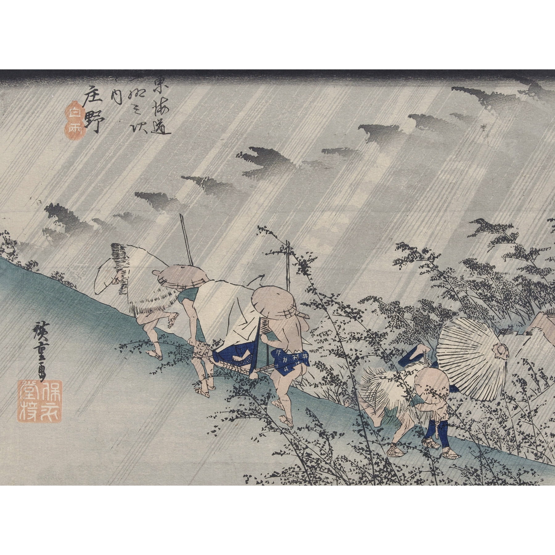 Hiroshige Rainstorm In Shono Landscape Japan Extra Large XL Wall Art ...