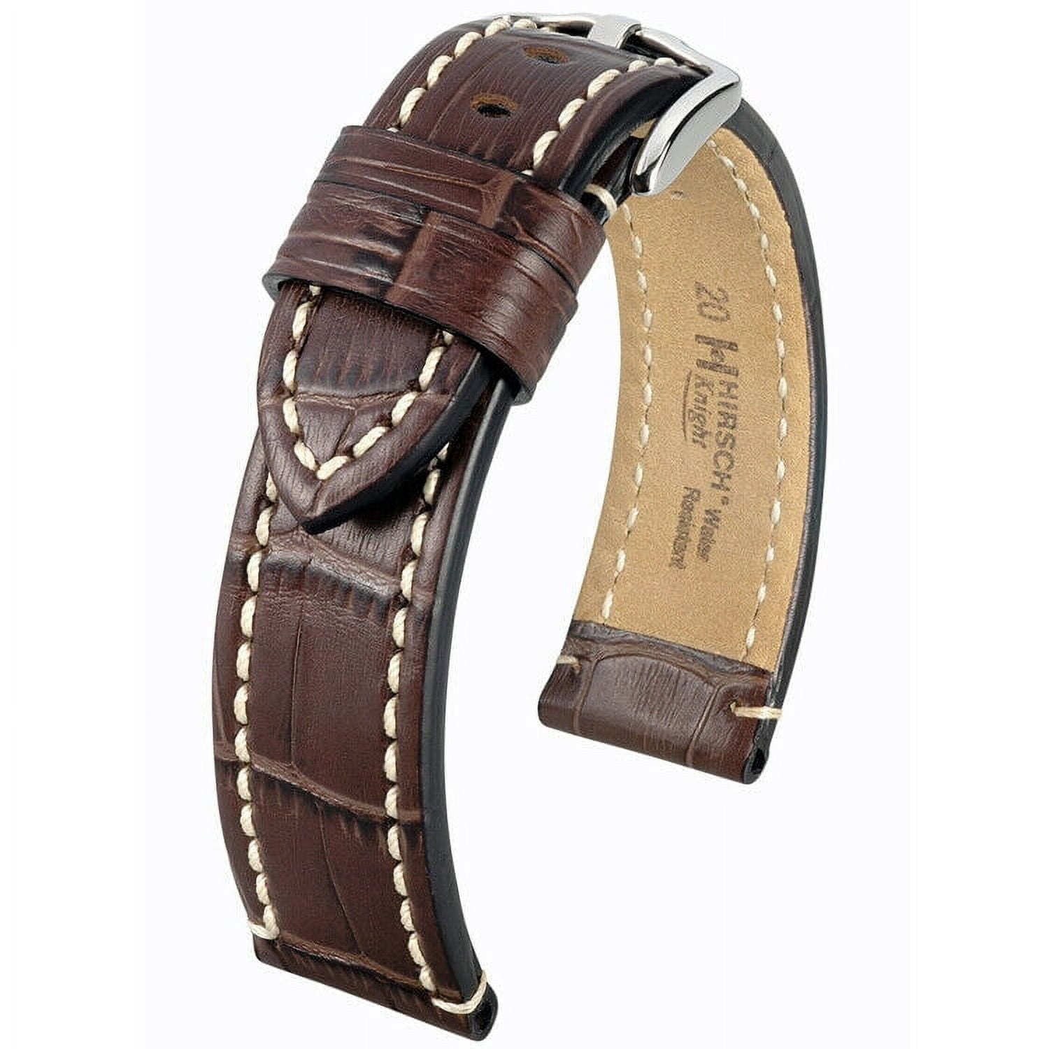 Hirsch Knight Alligator-Design Genuine Leather Watch Strap - Brown - L ...