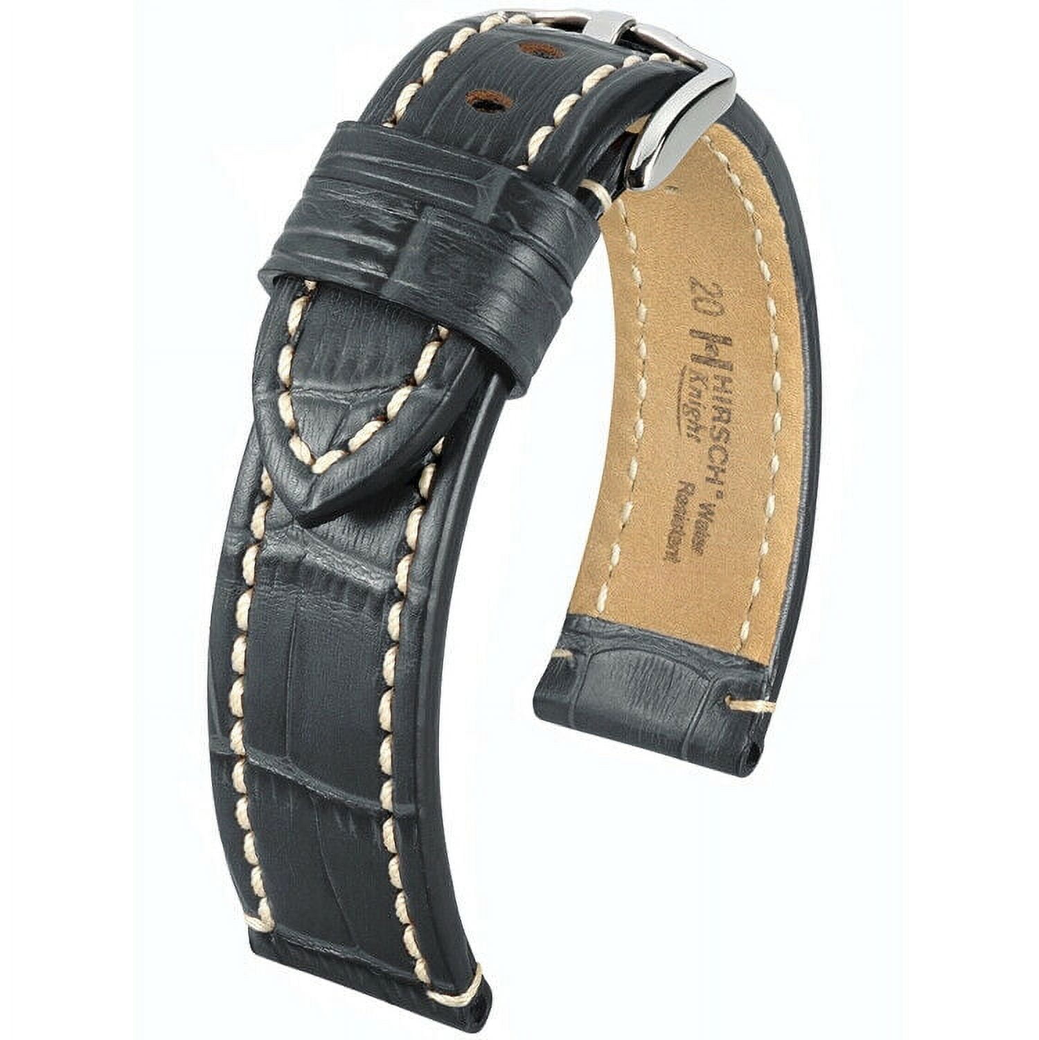 Hirsch Knight Alligator-Design Genuine Leather Watch Strap - Gray - L ...