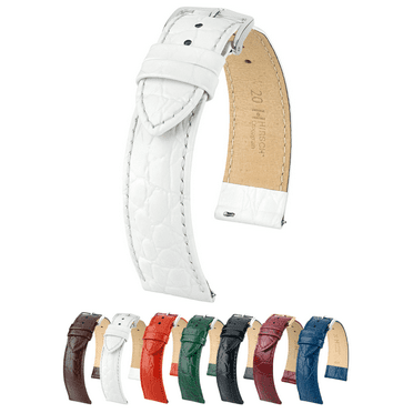 Hirsch Arne Leather Watch Strap - Green - L - 18mm - Silver Buckle ...