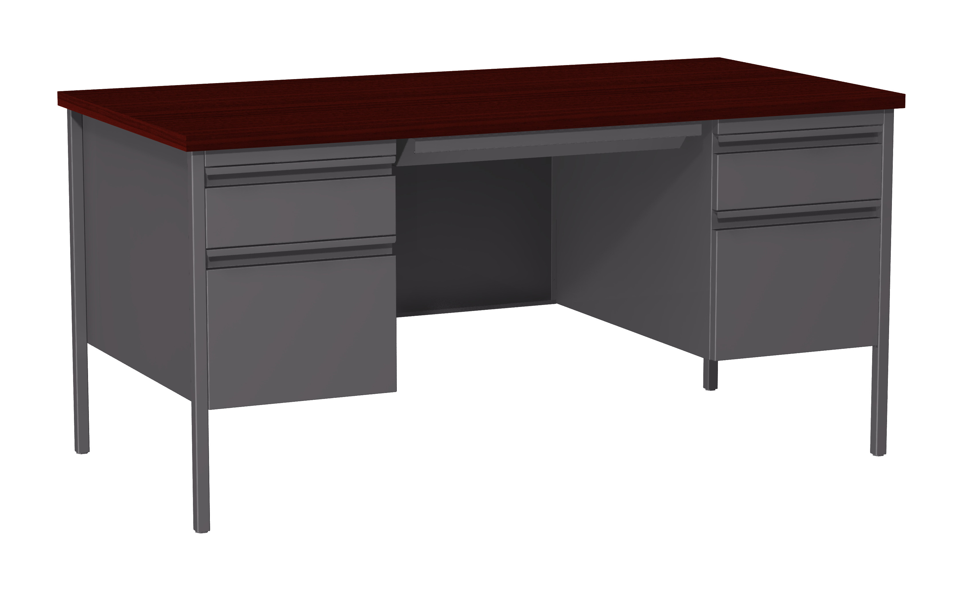 Hirsh 30D x 60W Double Pedestal Metal Desk Charcoal/Mahogany - Walmart.com