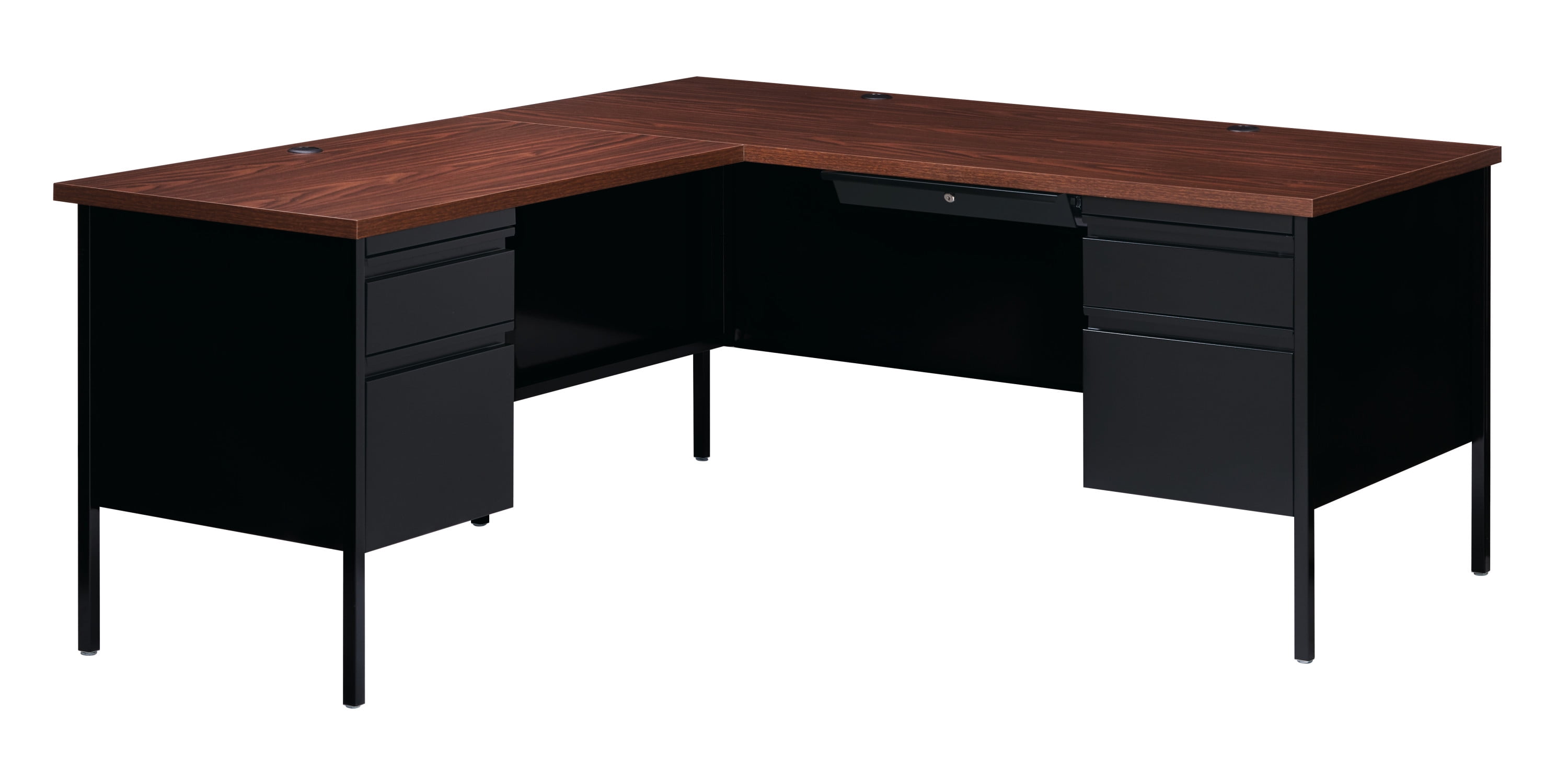 Hirsh 66D x 72W Corner Office Desk with Left Hand Return, Black/Walnut ...