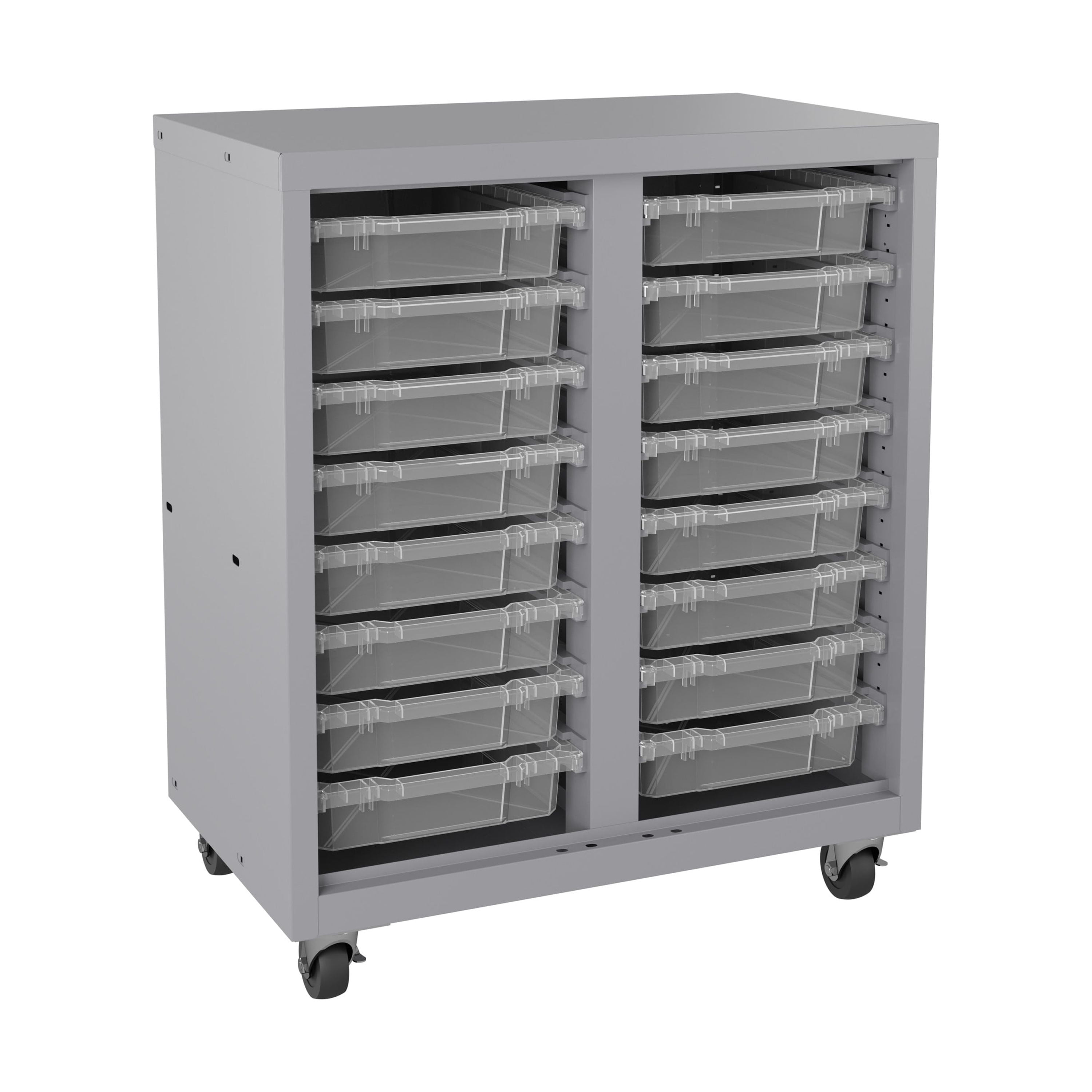 Space Solutions Bin Storage Cabinet with 16 plastic tote bins, Mobile ...