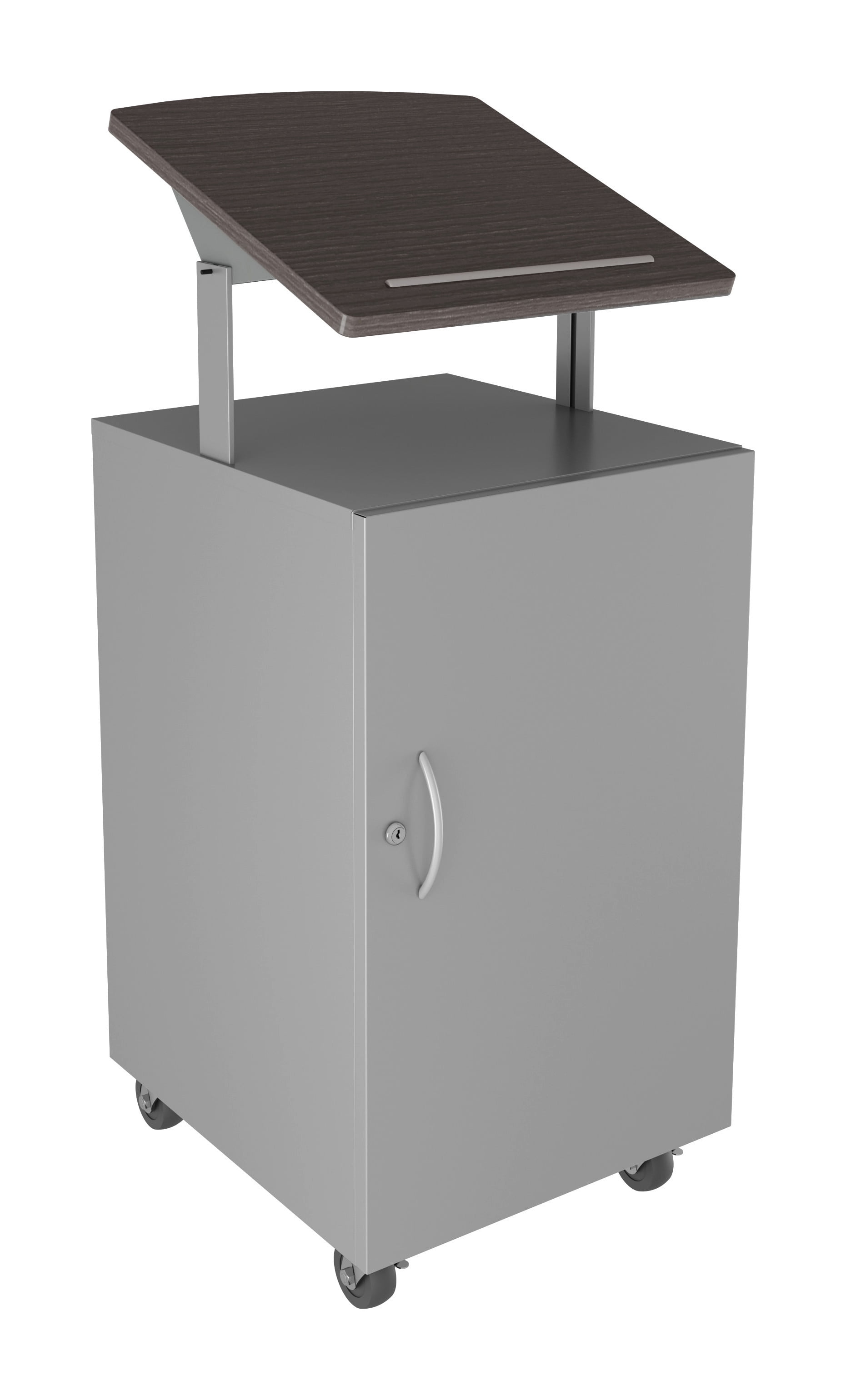Hirsh Mobile Locking Podium for Classroom or Office, Silver/Weathered ...