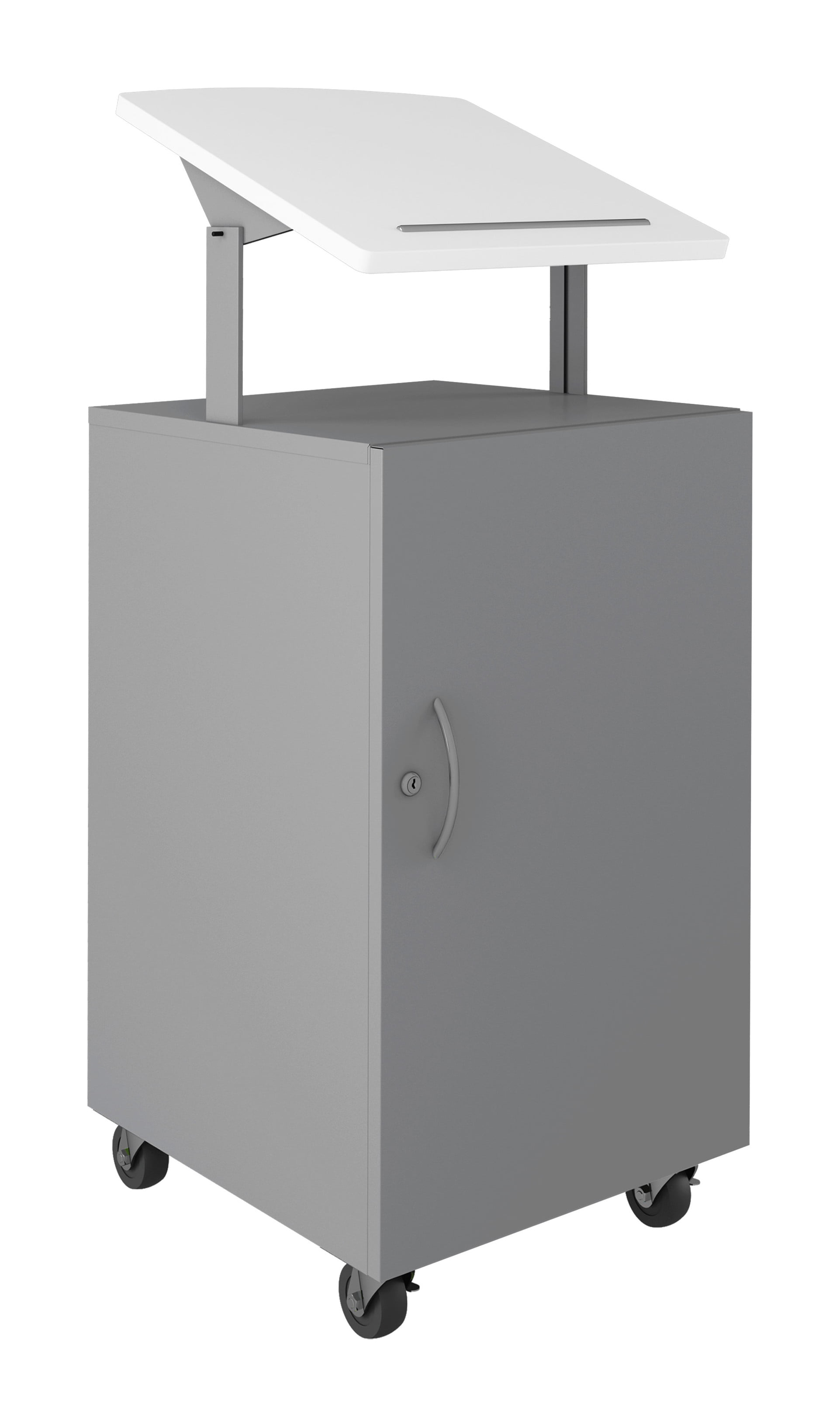 Hirsh Mobile Locking Podium for Classroom or Office, Silver/White ...