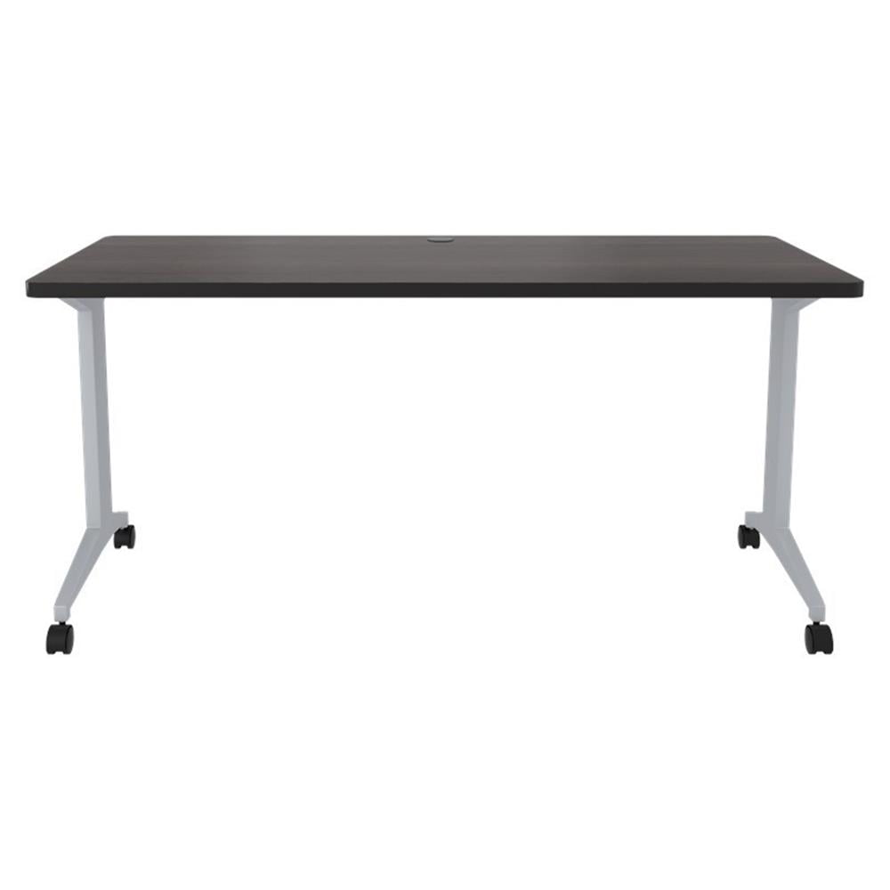 Hirsh Modern Metal T-Leg Table Desk. Arctic Silver/Weathered Charcoal ...