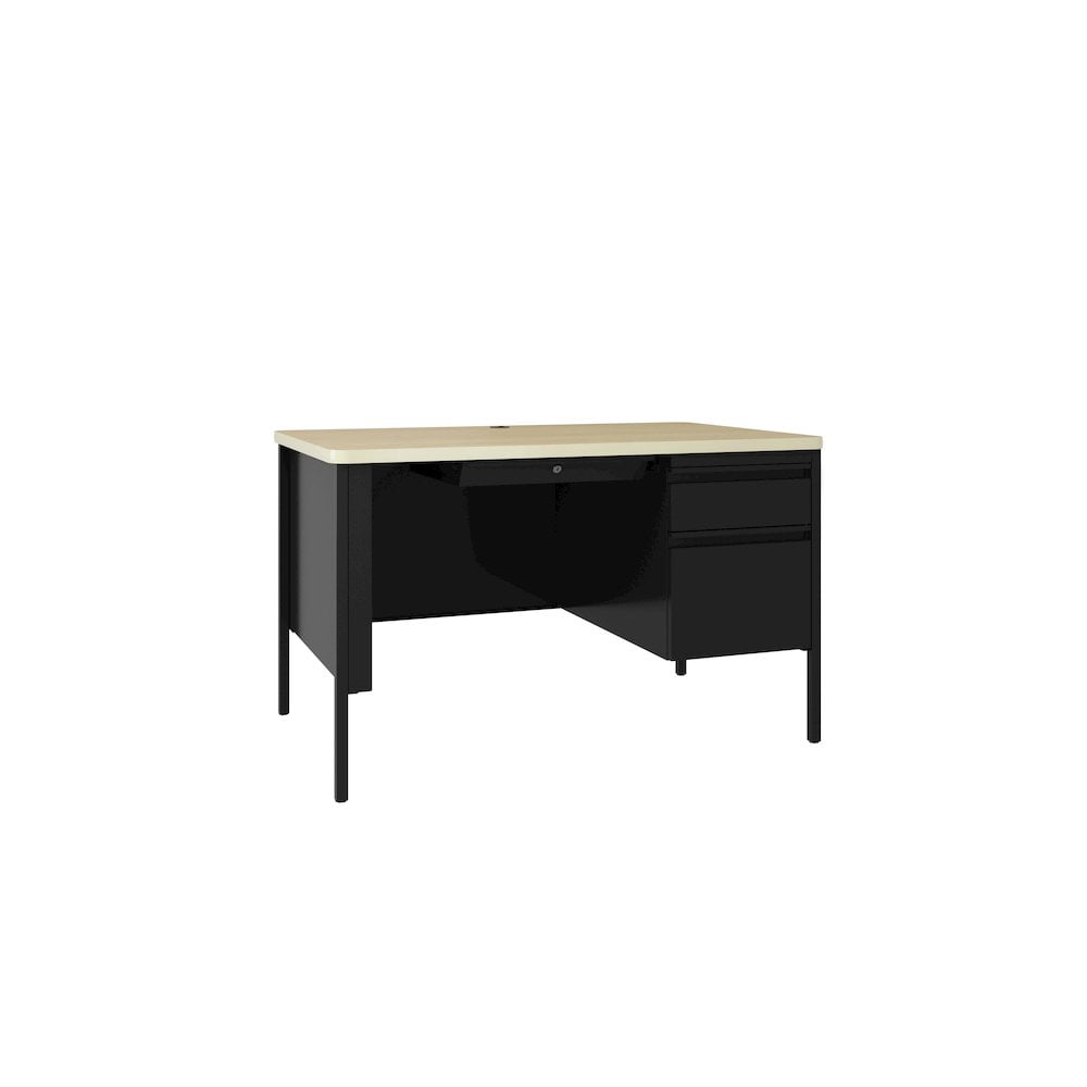 Hirsh Right-Hand Single Pedestal File Office Desk - 30"D x 48"W - Black ...