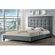 Baxton Studio Leanora Mid-Century Modern King Wood Platform Bed with ...