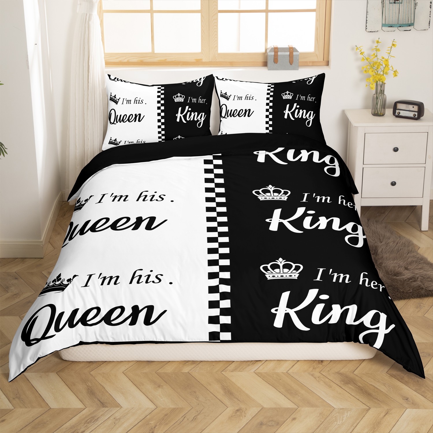 His And Hers Duvet Cover King And Queen Crown Comforter Cover For ...