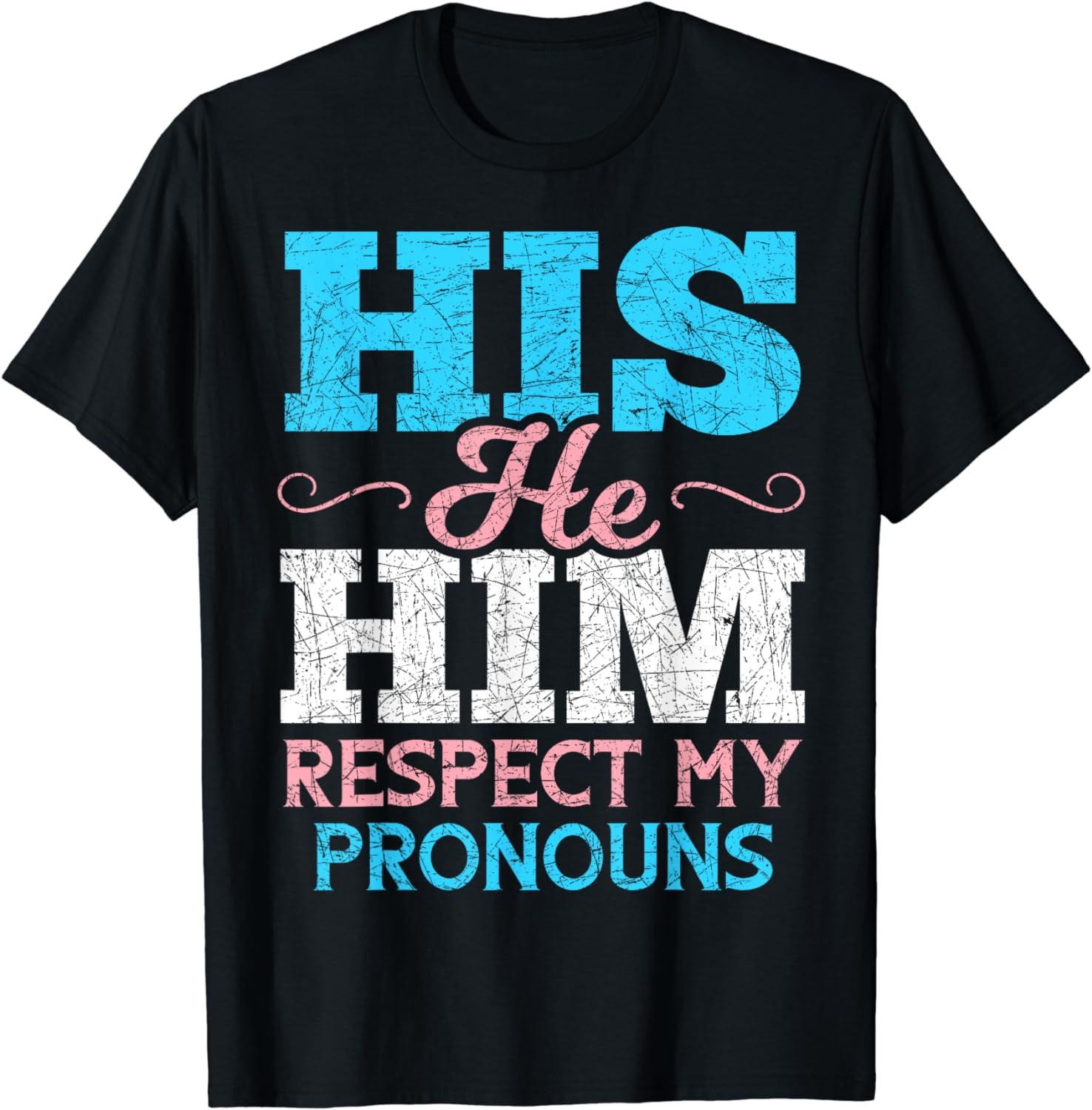 His He Him Respect My Pronouns Trans Men Gift Transgender T-Shirt ...