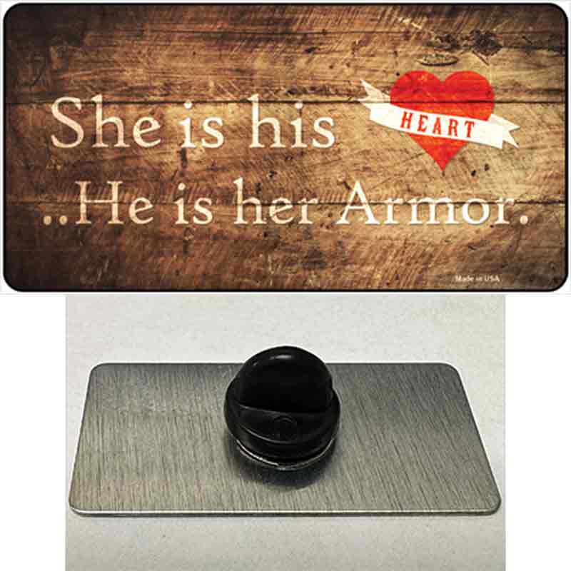 His Heart Her Armor Novelty Metal Hat Pin 1.5" x 0.75" Hat Pin (PIN ...