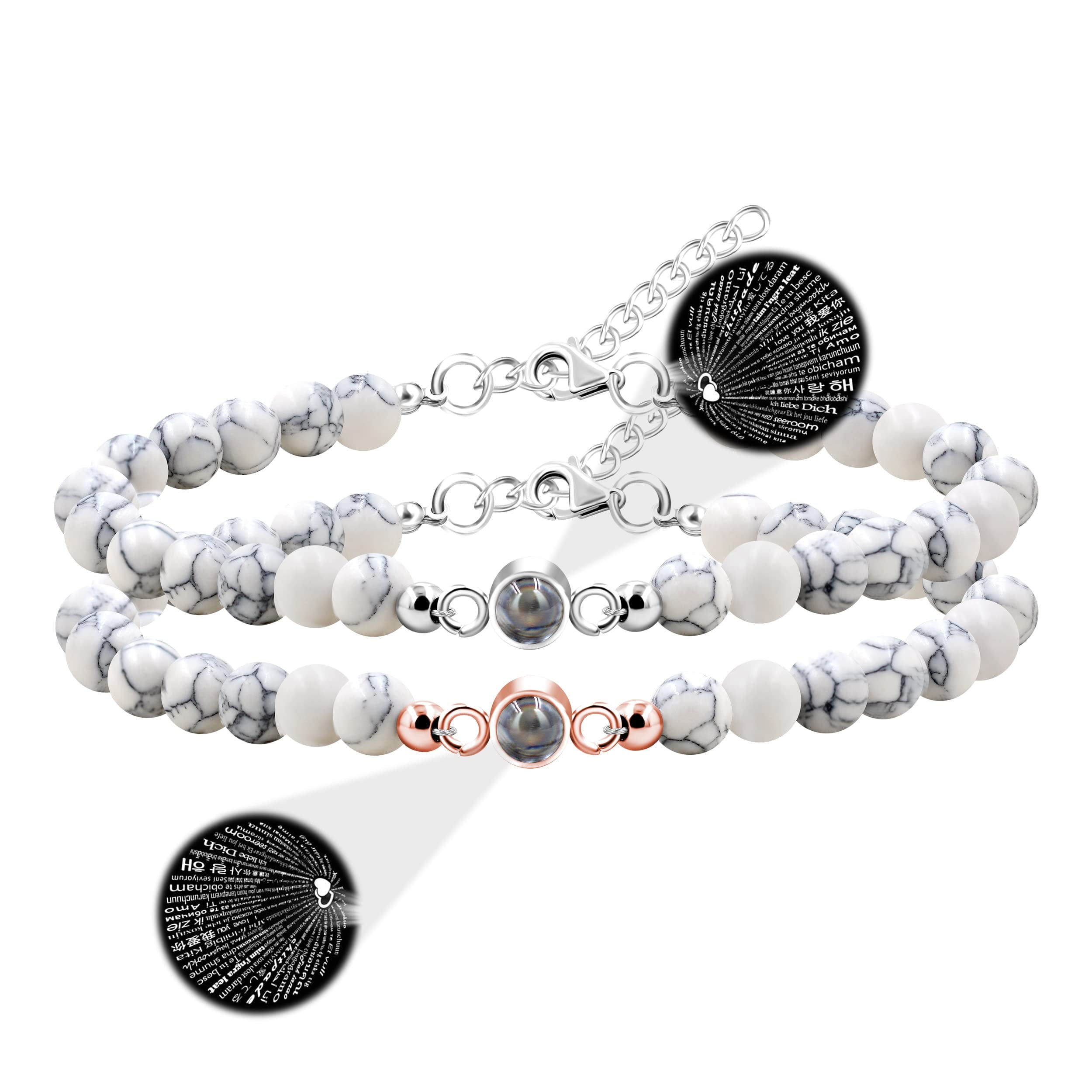 His Hers 100 Languages I Love You Projection Bracelets Set for Couples ...