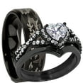His Hers Black Wedding Ring Set Matching Couples Rings for for Women ...