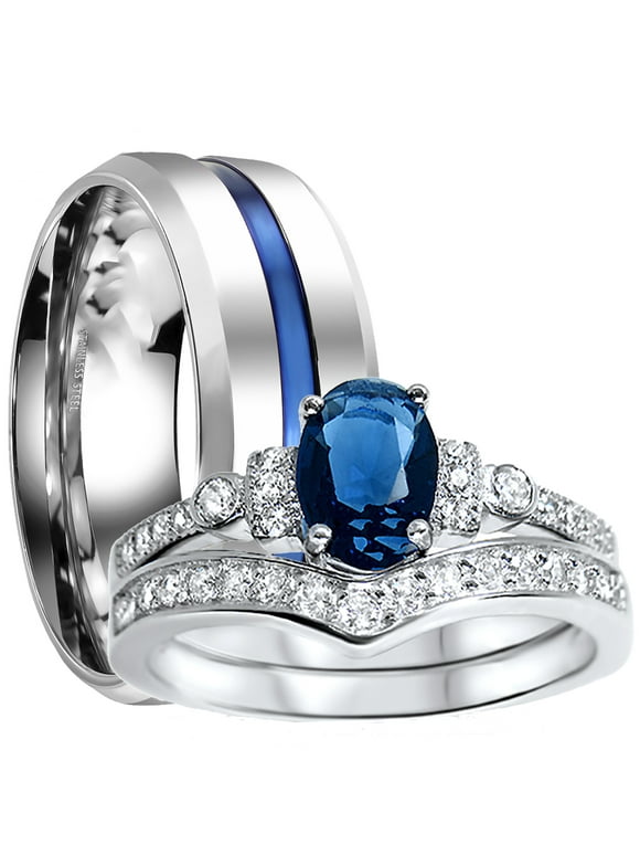 Thin Blue Line Wedding Rings