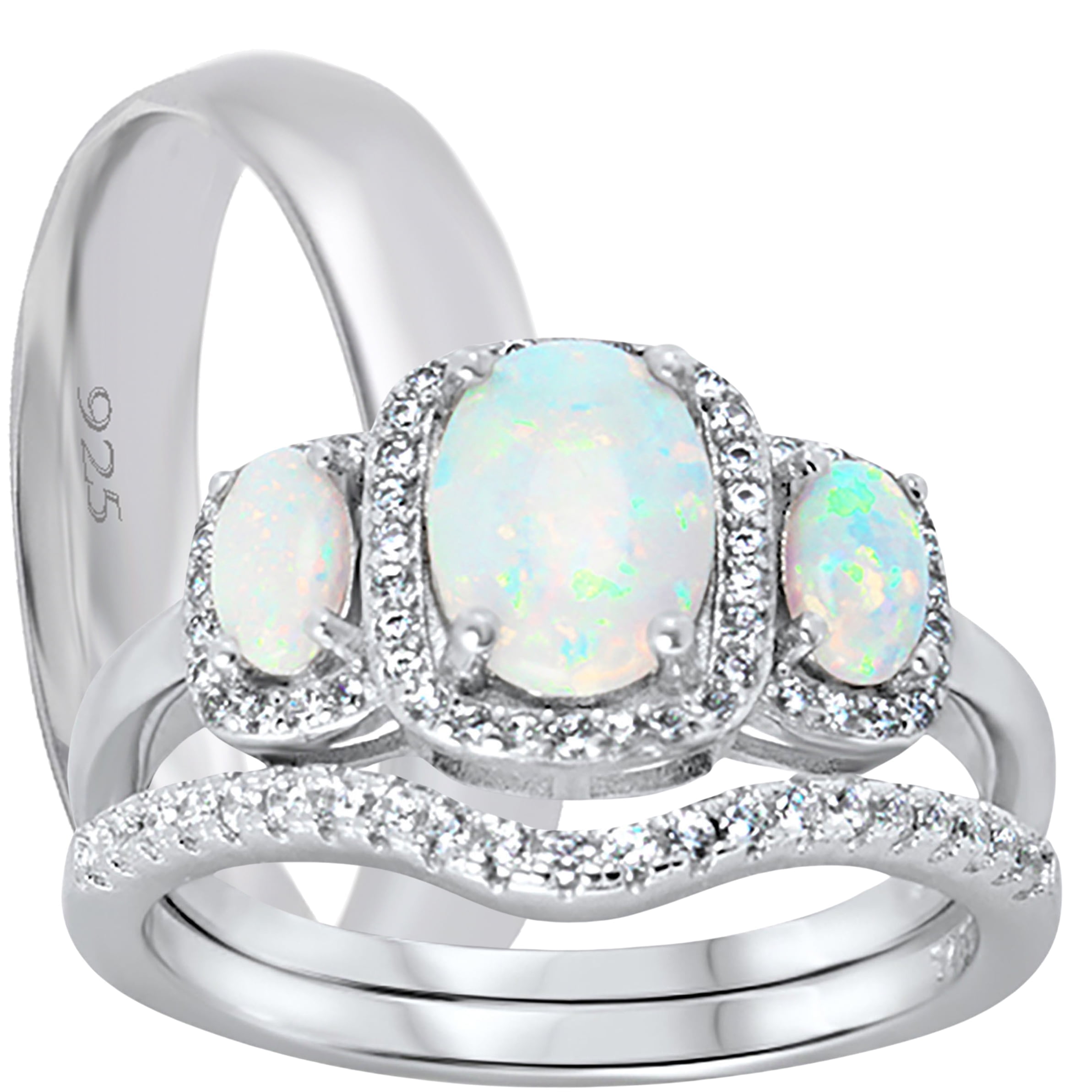 LaRaso & Co His Hers Wedding Set TRIO 3 Piece Matching Couples Rings ...