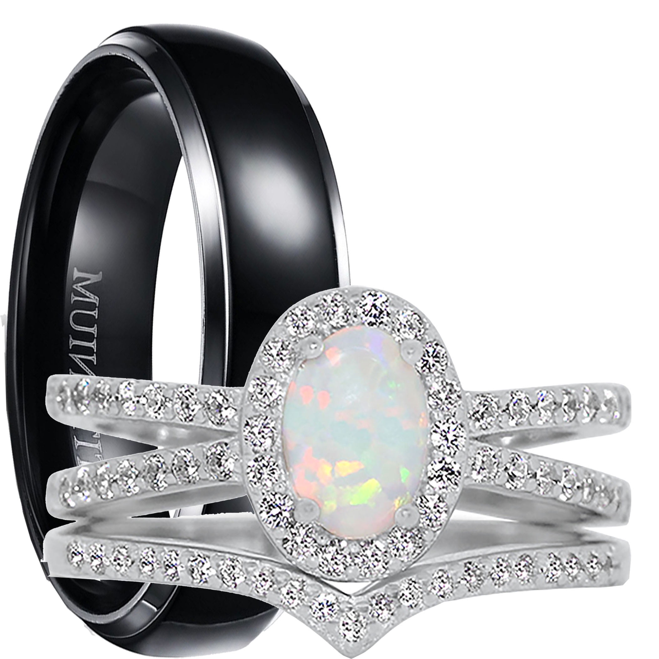 LaRaso & Co His Hers TRIO Wedding Set, 3 Piece Matching Rings, Bridal ...